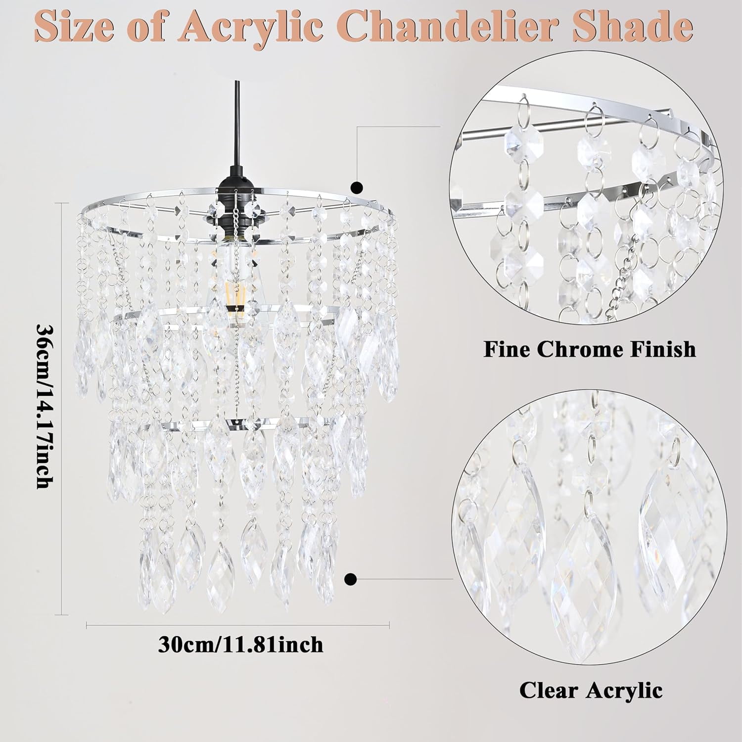 THESG-Crystal Lamp Shade, Acrylic Chandelier Shades, Ceiling Light ...