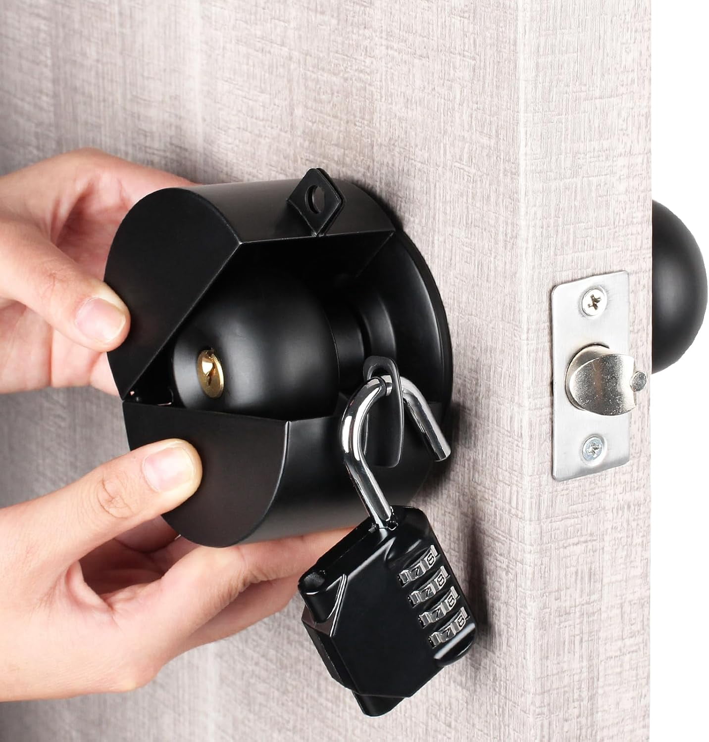 THESG-Door Knob Lock Out Device, Metallic BlackWithout Drilling ...