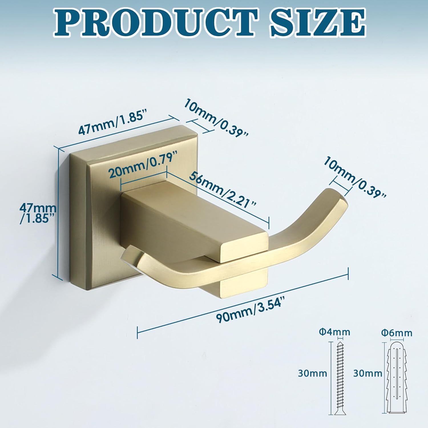 THESG-Double Towel Hooks Gold,Wall Mount Coat Hook Towel Robe Clothes ...