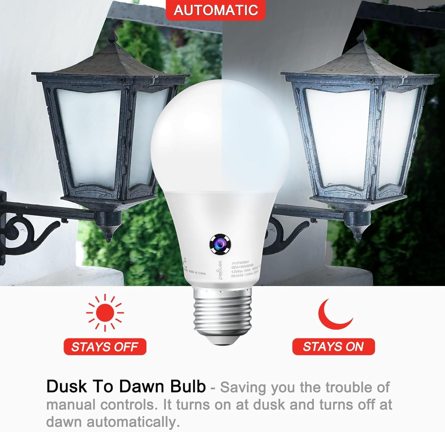 THESG-Dusk to Dawn LED Outdoor Light Bulb, 75 Watt Equivalent, 1200 ...