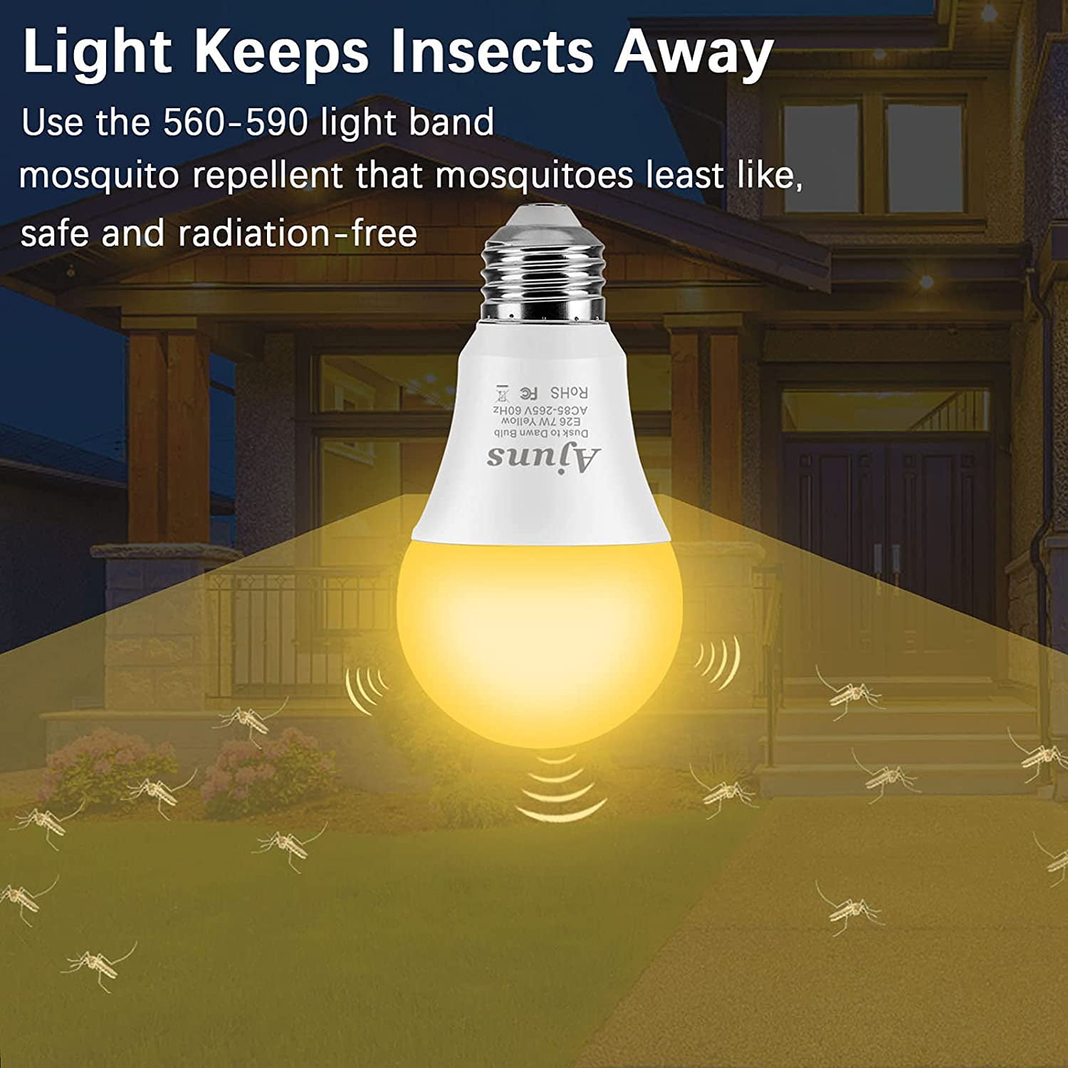 THESG-Dusk to Dawn Bug Bulb Outdoor Sensor Yellow Bug Light Bulbs ...