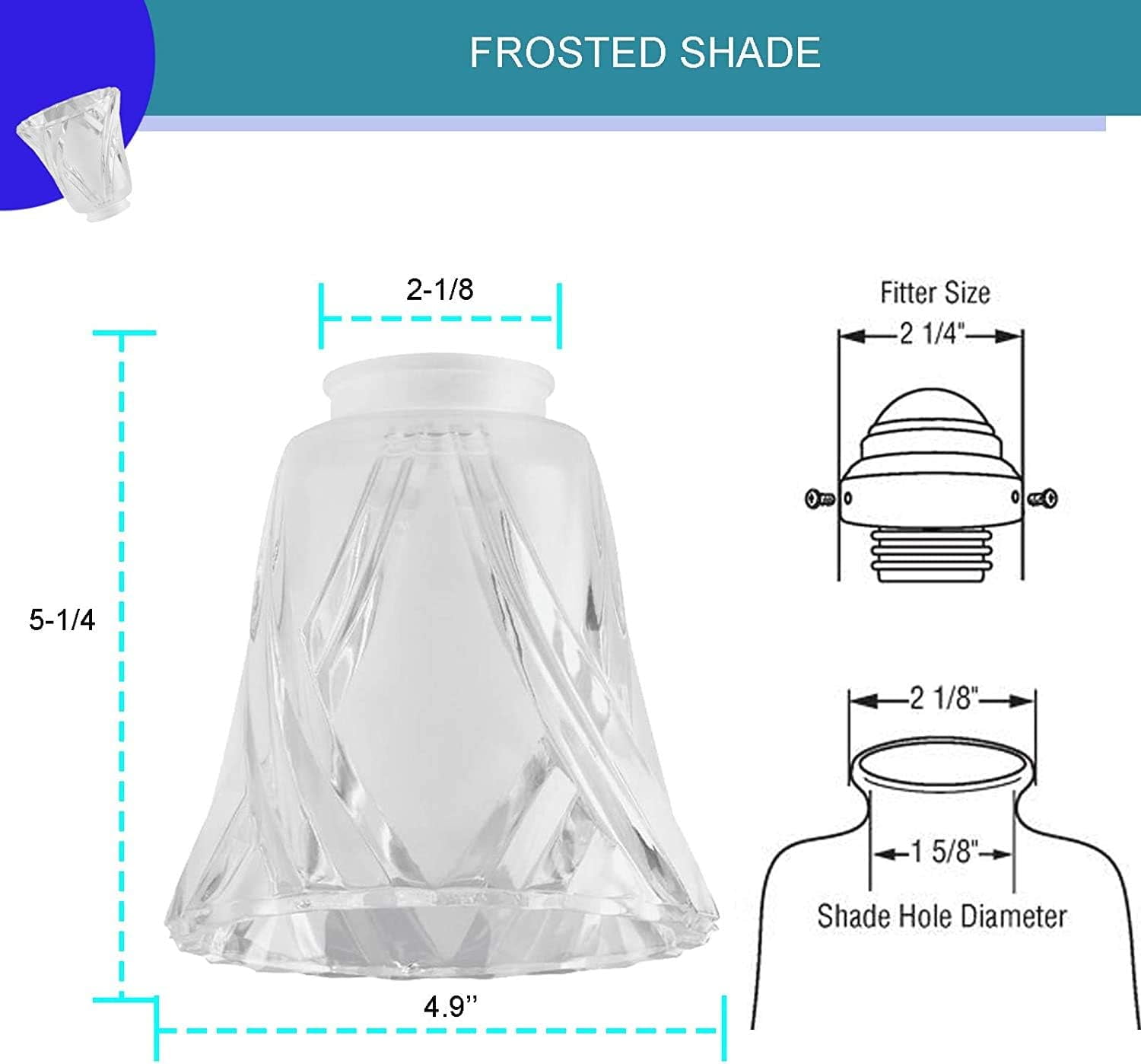 THESG-Dysmio Ceiling Fan Light Covers, Frosted Shade Ceiling Fan Globes ...