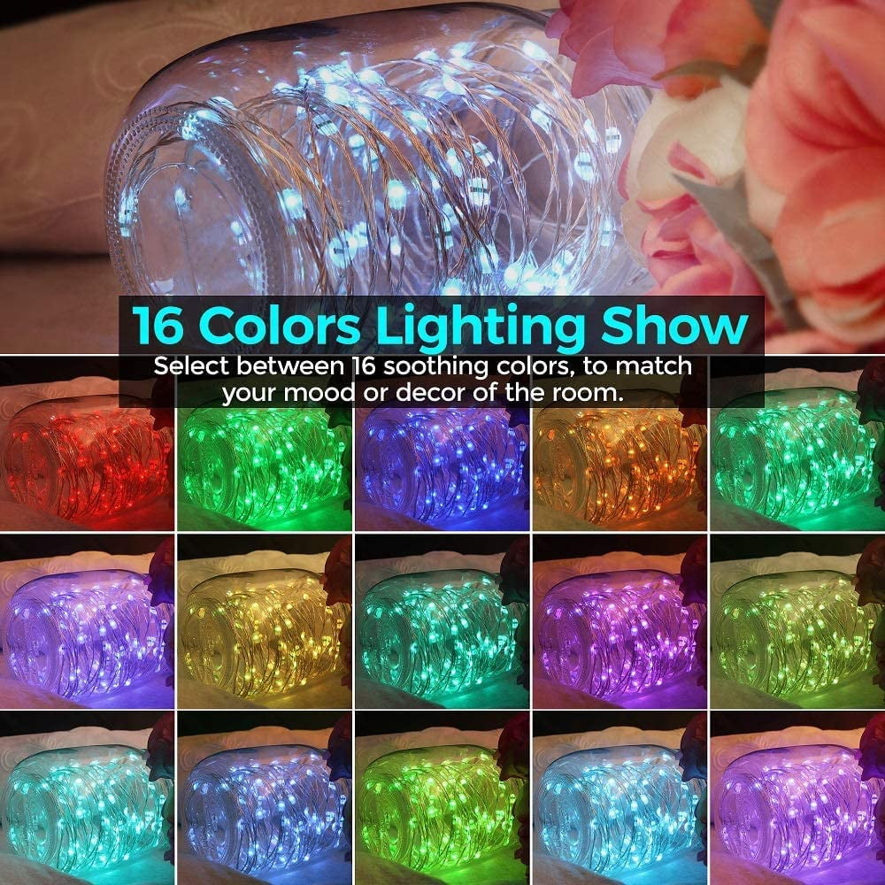 THESG-Fairy Lights Plug in, 16 Color Changing, 40ft 120 LED Twinkle ...