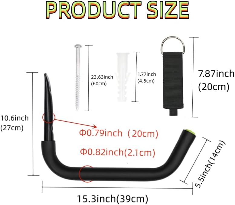 THESG-Garage Storage Heavy Duty Hooks, 15Inch Jumbo Arm Kayak Rack ...