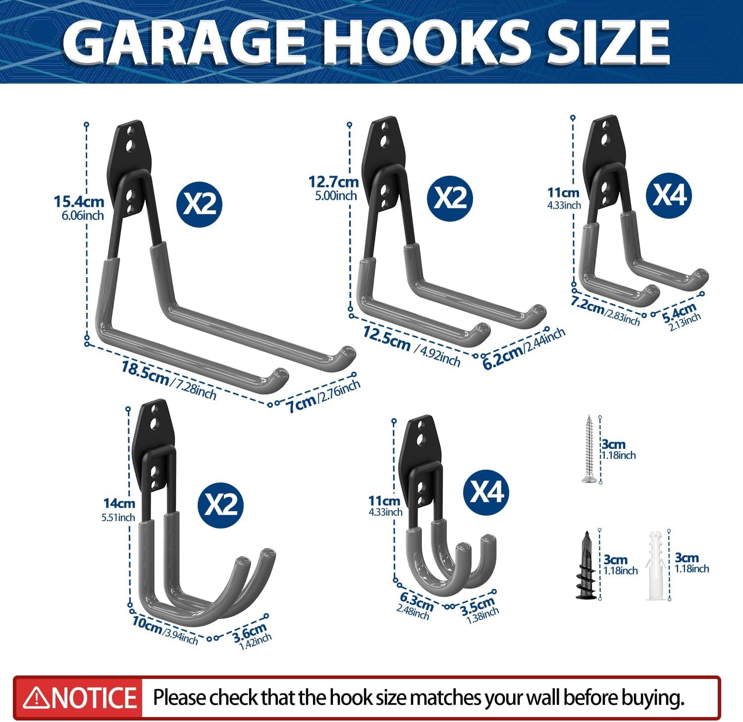 THESG-Garage Wall Hooks 14 Pack,Garage Hooks Heavy Duty with Extra Welding Spots,Wall Mount ...