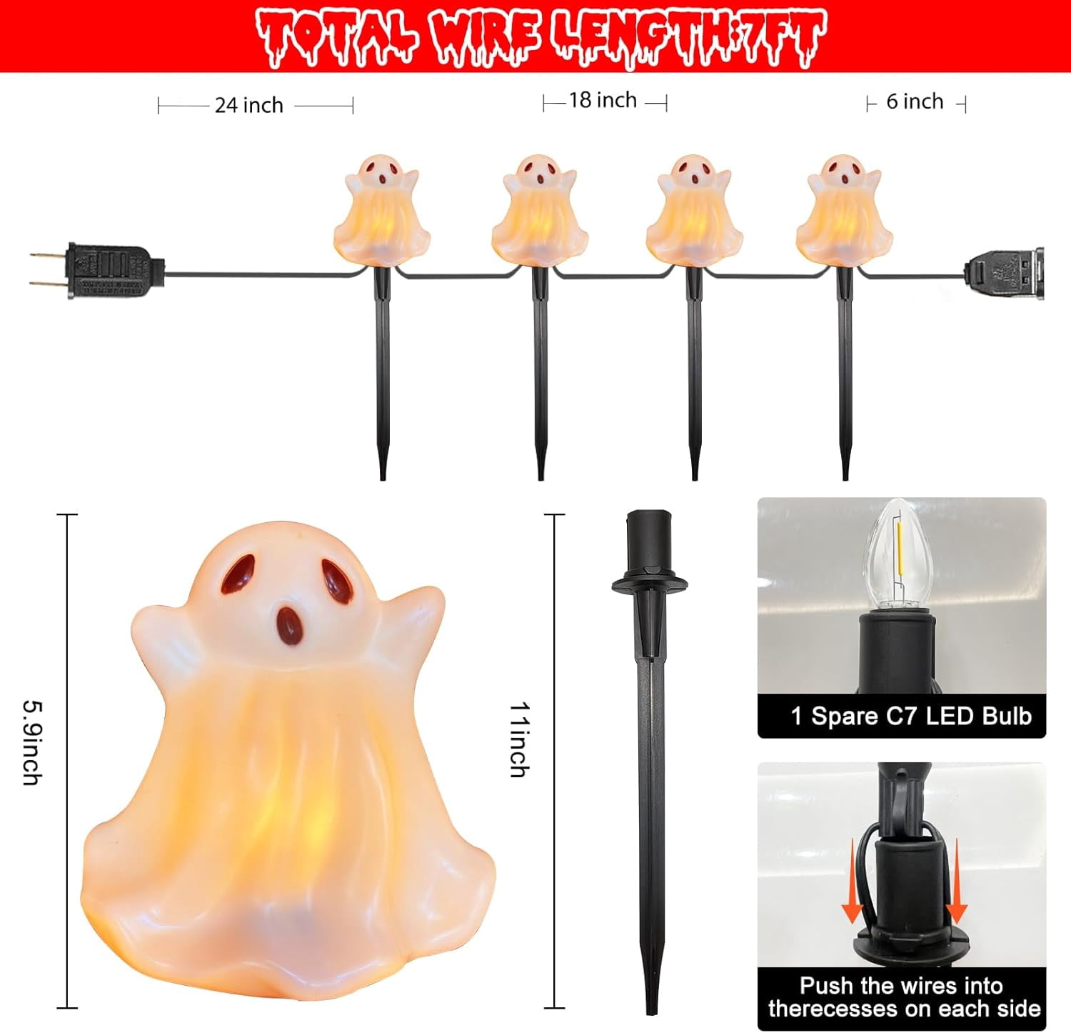 THESG-Halloween Ghost Lights Outdoor,4PCS Halloween 3D Ghost Pathway ...