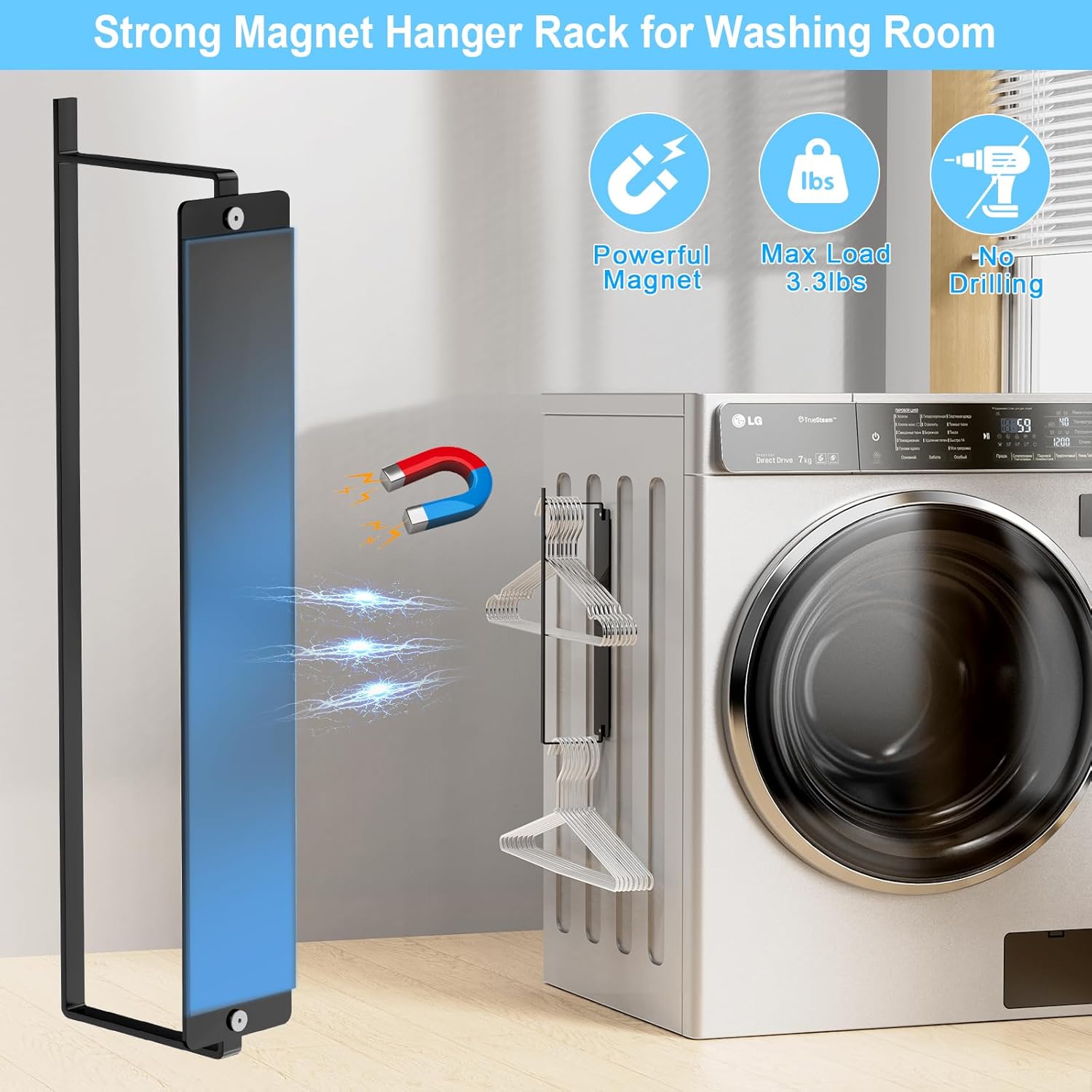 THESG-Hanger Organizer Magnetic Hanger Holder for Washing Machine ...