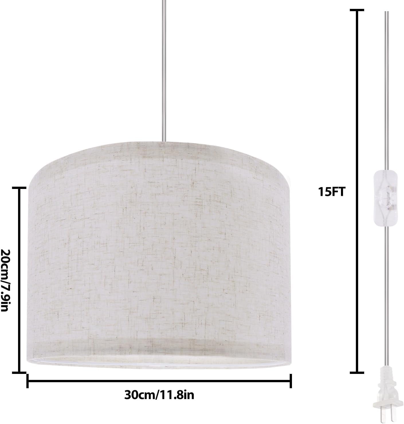 THESG-Hanging Lamp Plug in Pendant Light, 15Ft Hanging Lights with Plug ...