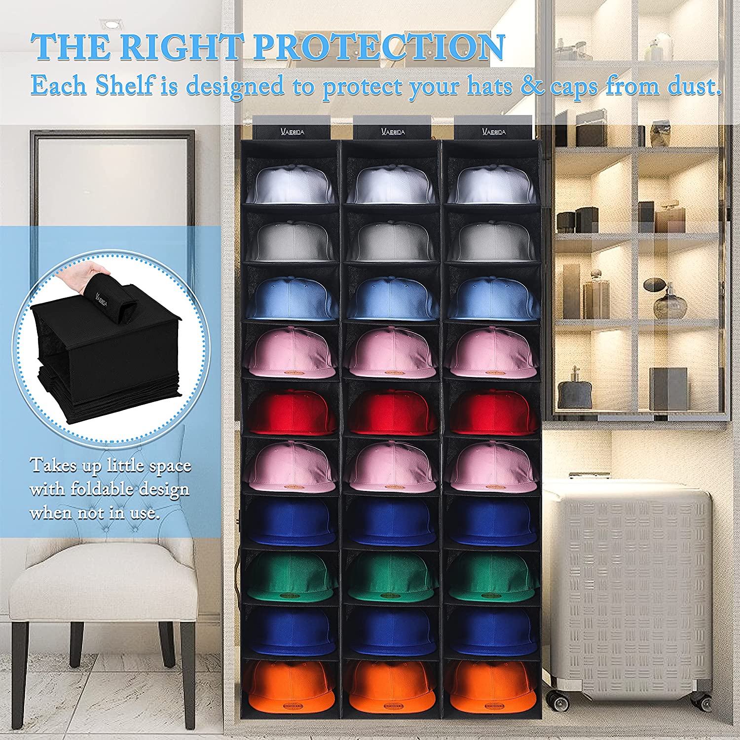 THESG-Hat Rack for Closet, 10 Shelf Hanging Hat Organizer for Baseball ...