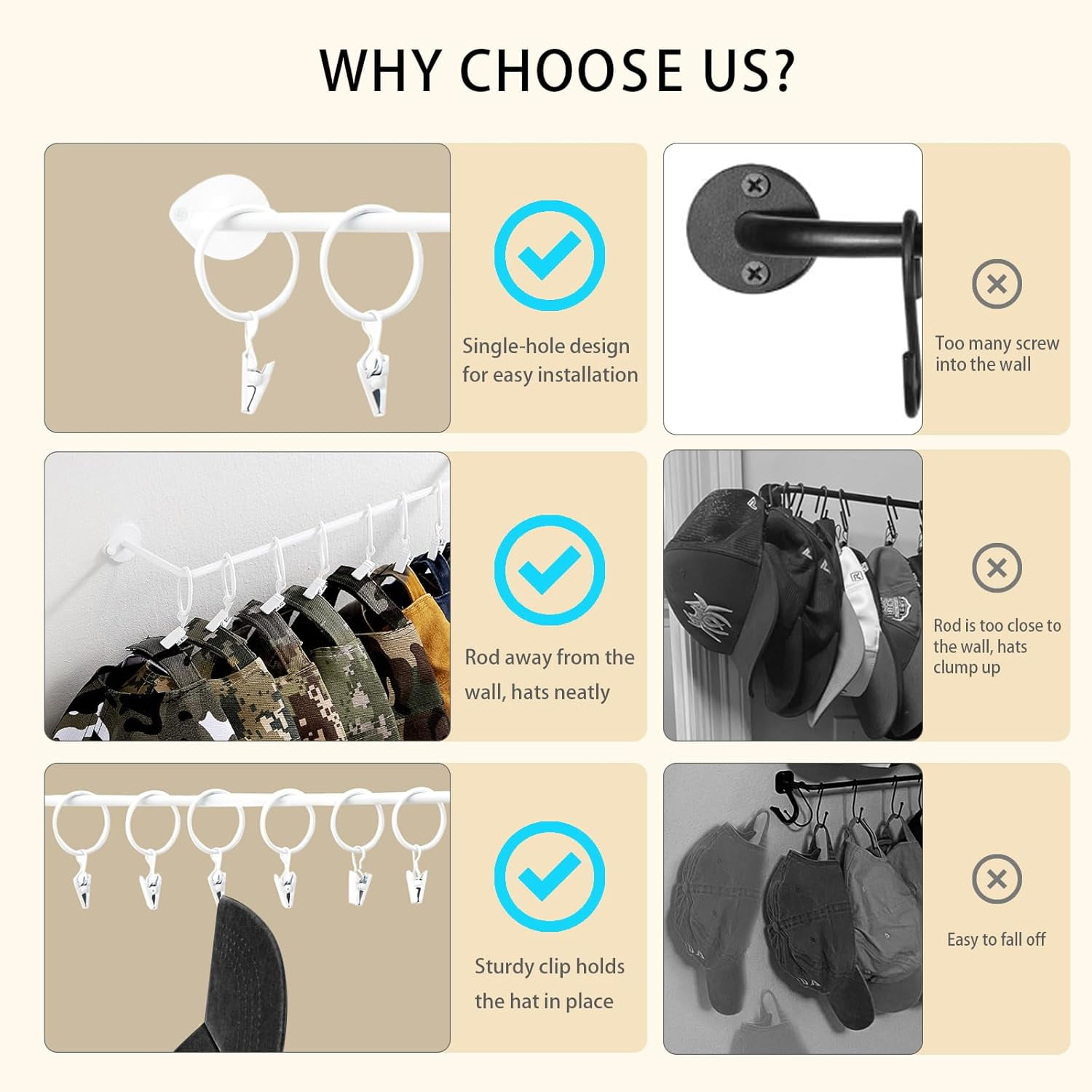 THESG-Hat Wall Rack Cap Organizer: Baseball Hat Racks Display Holder ...