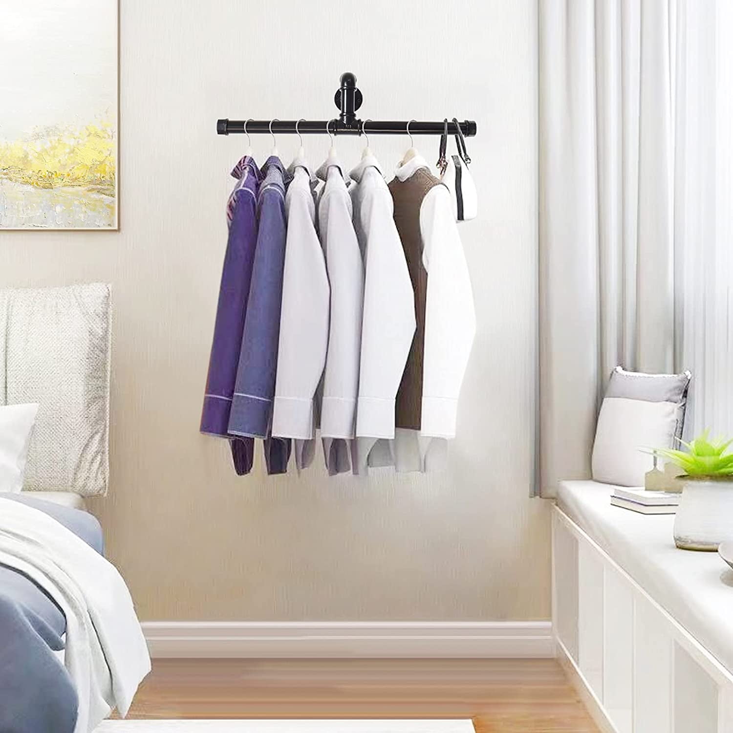 THESG-Industrial Pipe Clothes Rack,Heavy Duty Rustic Clothes Hanging ...