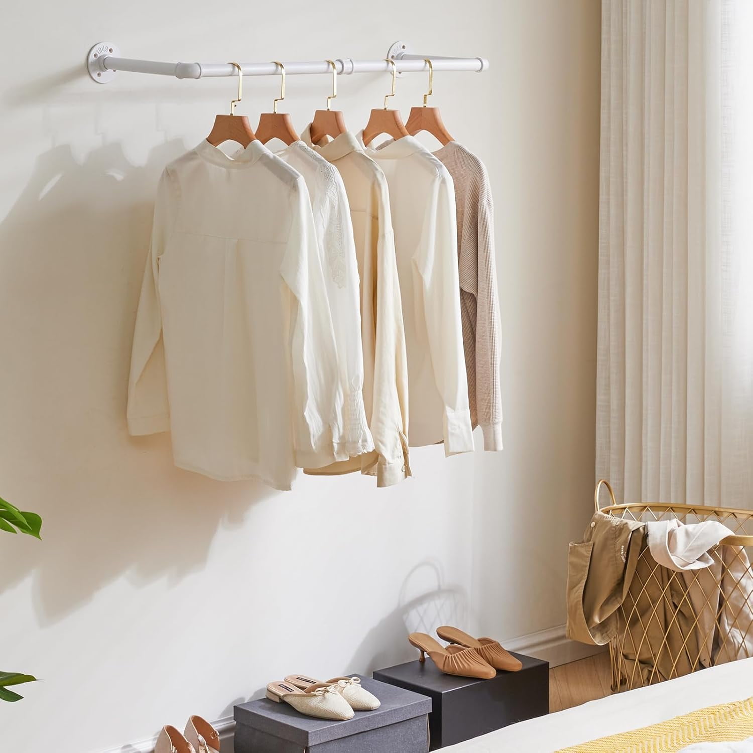 THESG-Industrial Pipe Clothes Rack Set of 2, 37 Inch Wall Mounted ...