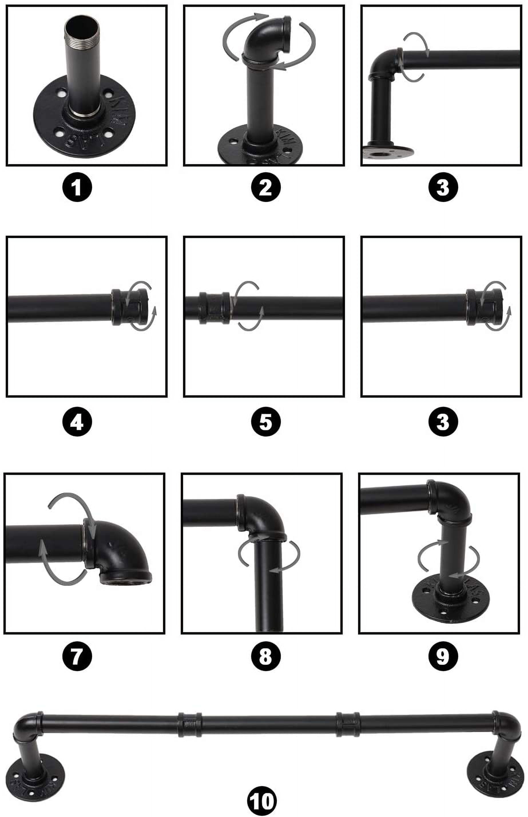 THESG-Industrial Pipe Clothing Rack, 30'' Wall Mounted Clothes Garment ...
