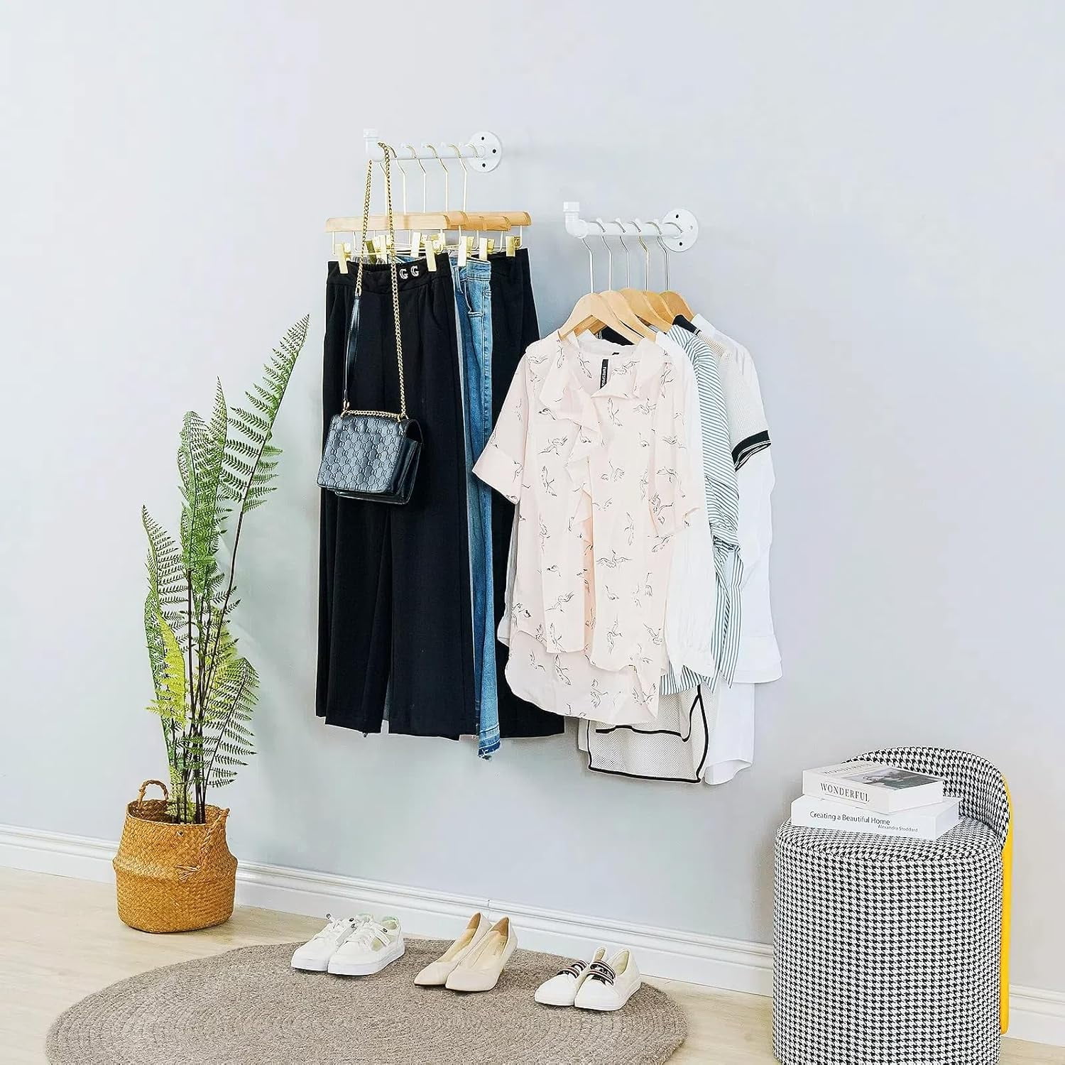 THESG-Industrial Wall Pipe Clothing Racks - Heavy Duty Metal Clothes ...