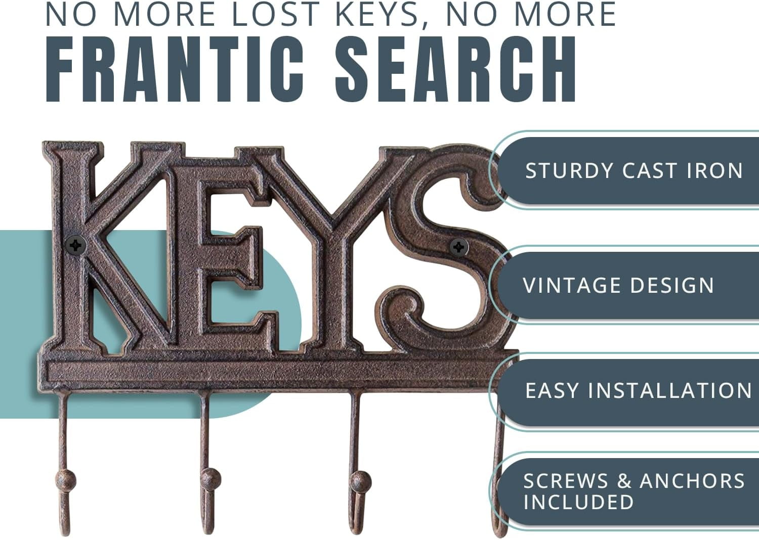 THESG-Key Holder for Wall - Decorative Farmhouse Rustic Wall Mount Key ...
