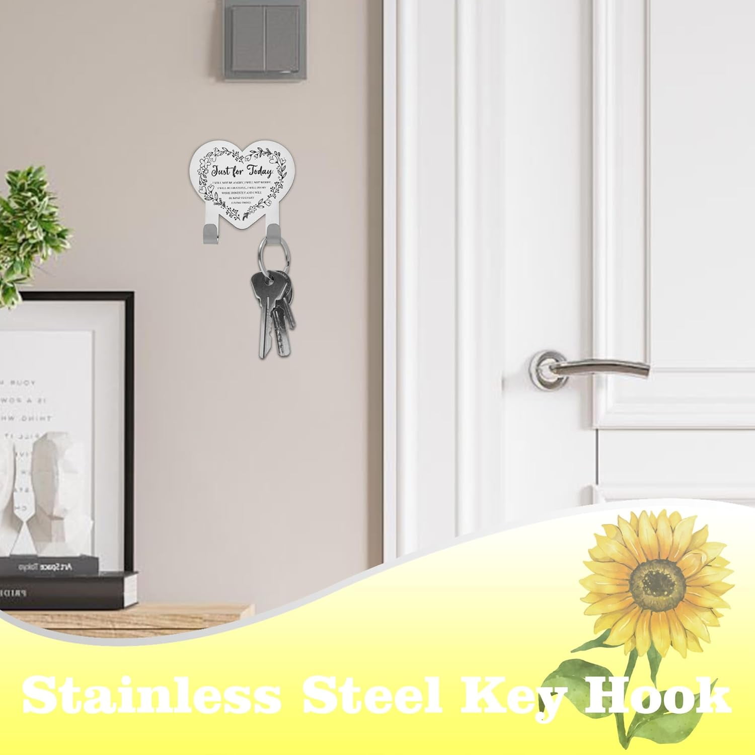 THESG-Key Holder for Wall Decorative, Wall Mounted Key Rack, Adhesive ...