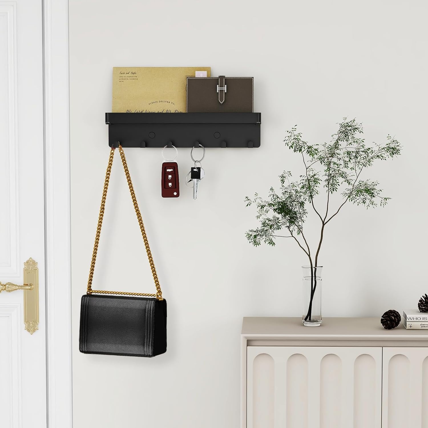 THESG-Key Holder for Wall Rustic Key and Mail Organizer 6 Key Hooks ...