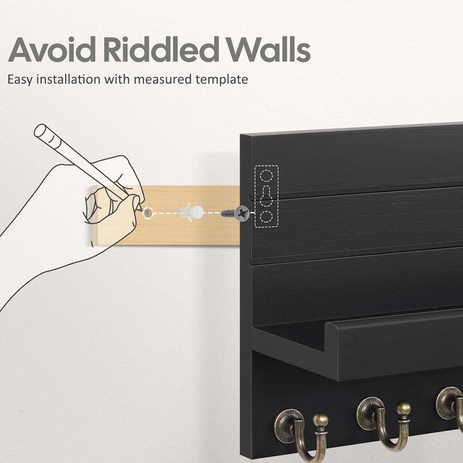 THESG-Key Holder for Wall: Upgraded 7 Sturdy Key Hooks Easy ...