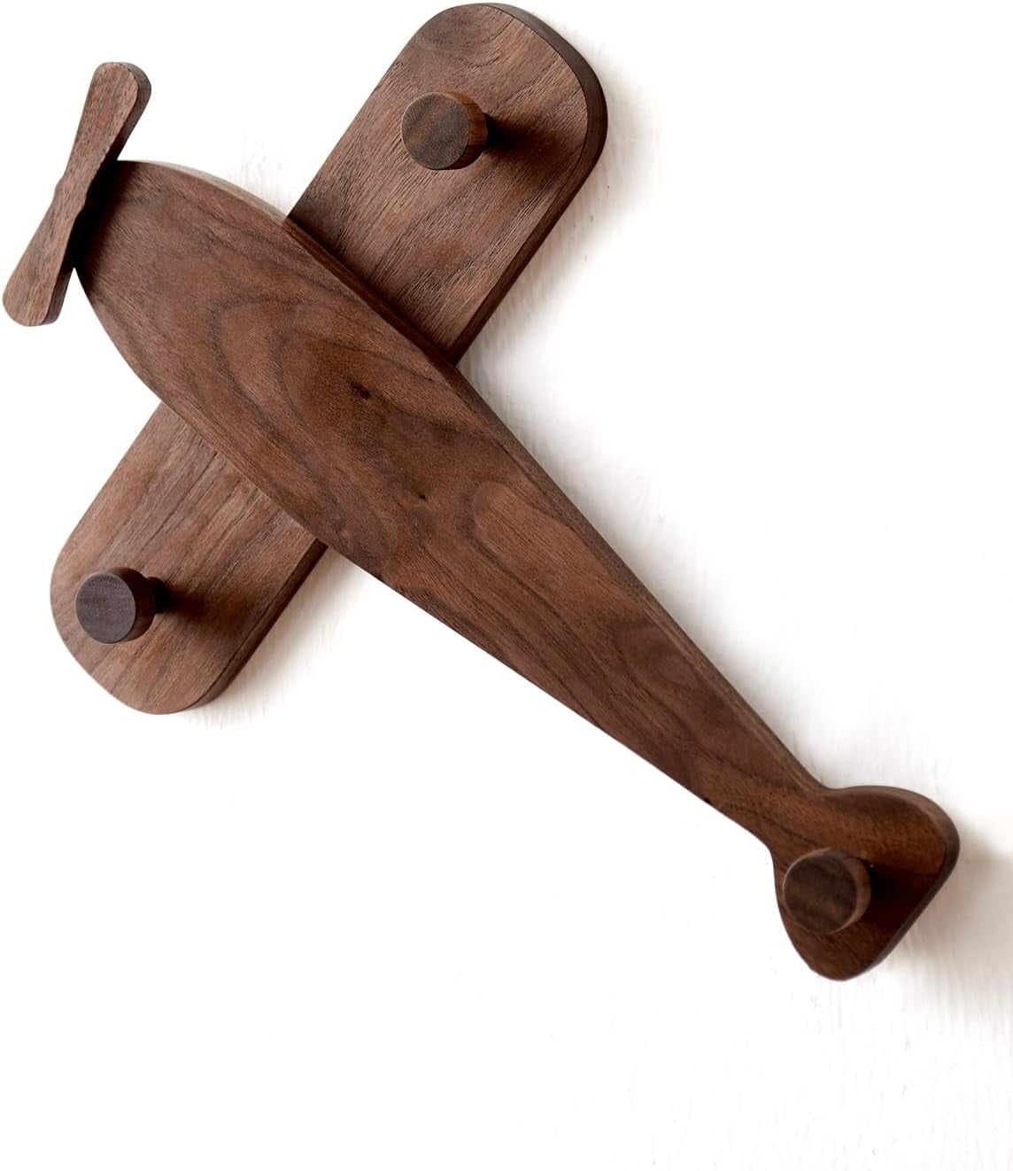 THESG-Kids Coat Rack Wall Mount, Airplane-Shaped Wooden Wall Coat Hooks ...