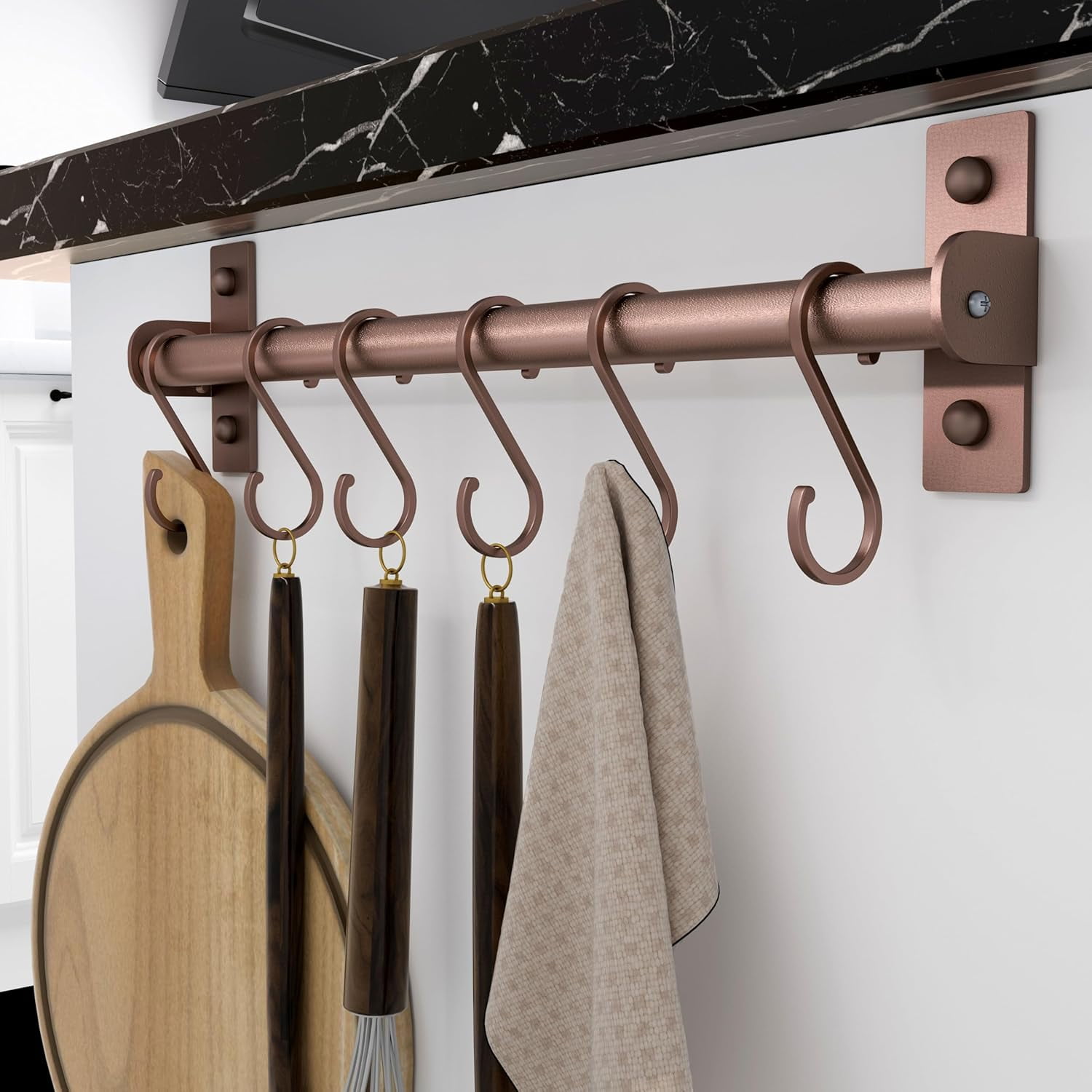 THESG-Kitchen Utensil Holder Hanger, Pot and Pan Rack Wall Mounted ...