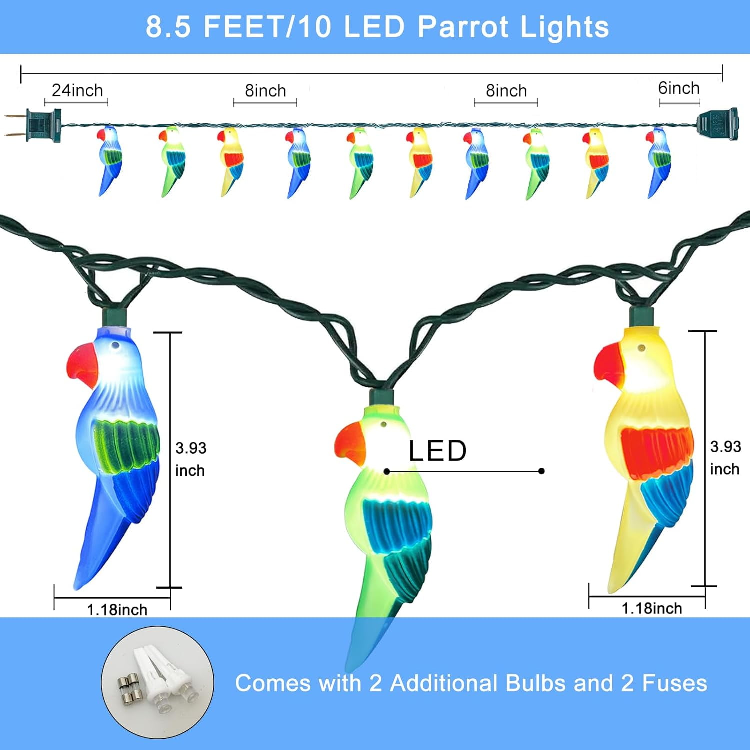 THESG-LED Parrot Bird Lights String, 8.5ft Decorative Indoor Hanging ...