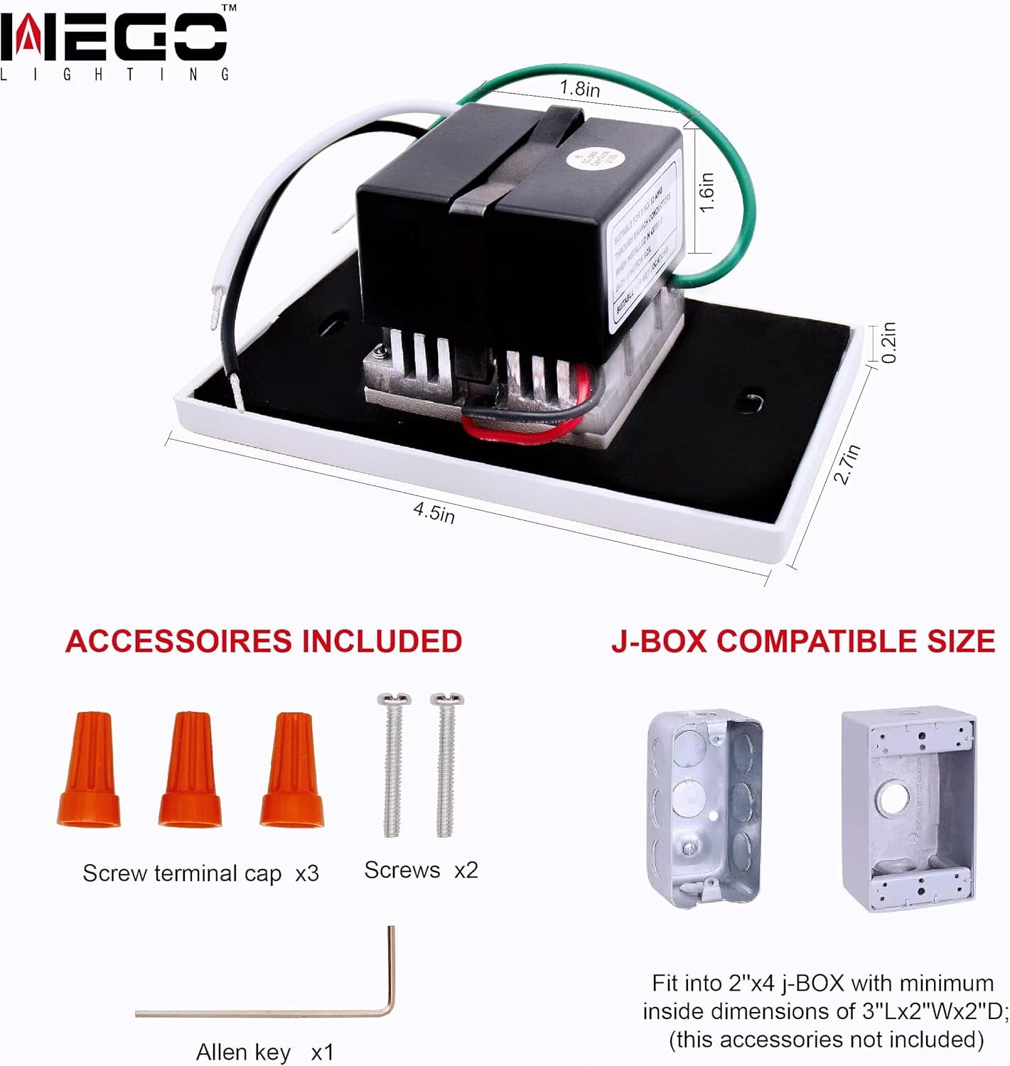 THESG-LED Step Lights, 3 Pack 120V LED Stair Light, 3000K Warm White ...