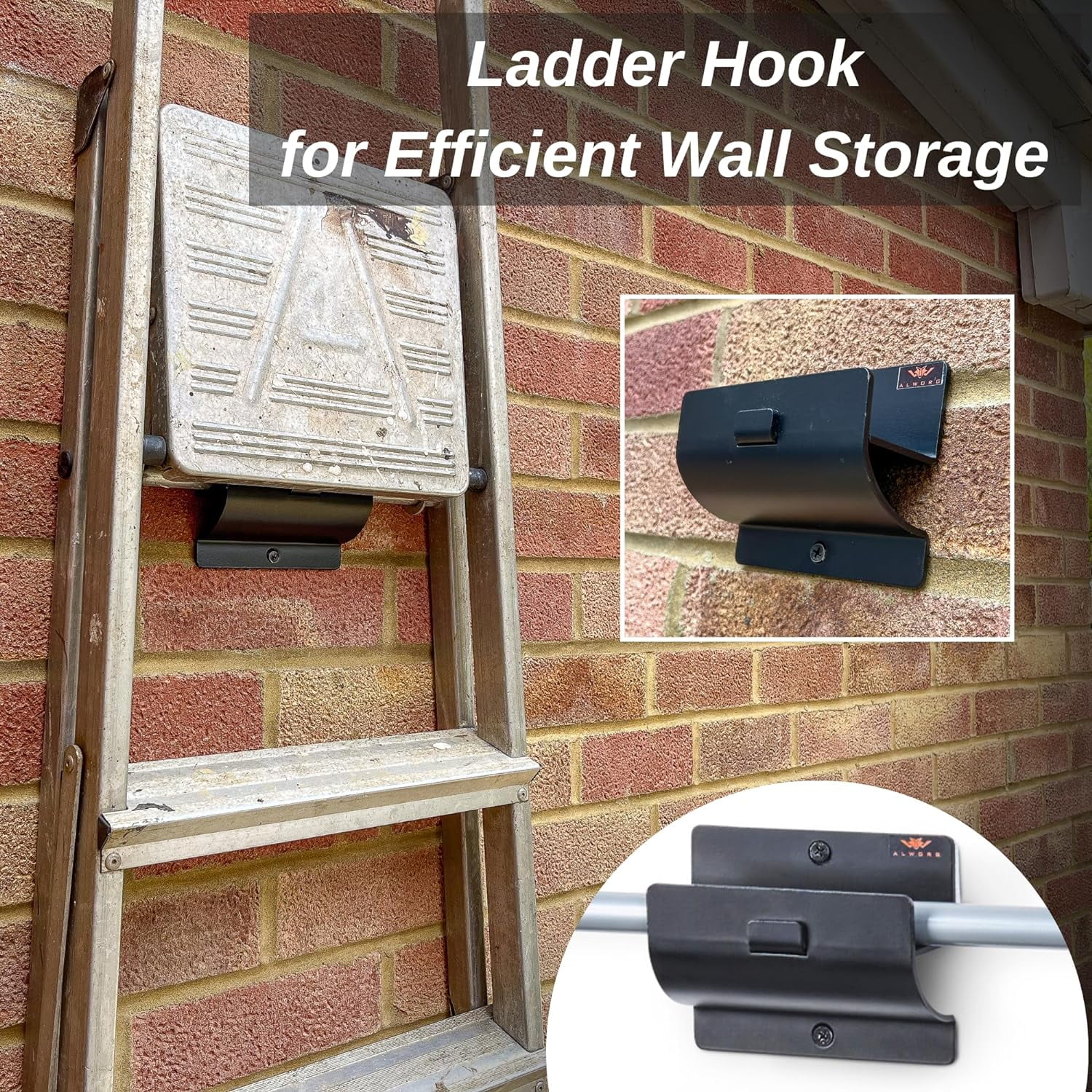 THESG-Ladder Hook - Black Heavy Duty Ladder Brackets for Garage Wall ...