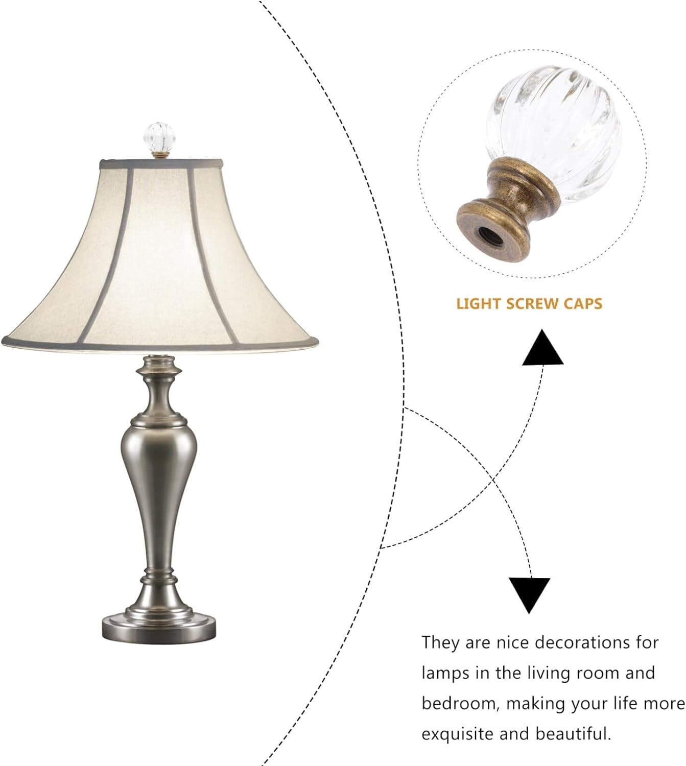 THESG-Lamp Finial, Crystal Glass Lamp Shade Finial Lamp Shade Cap Knob ...