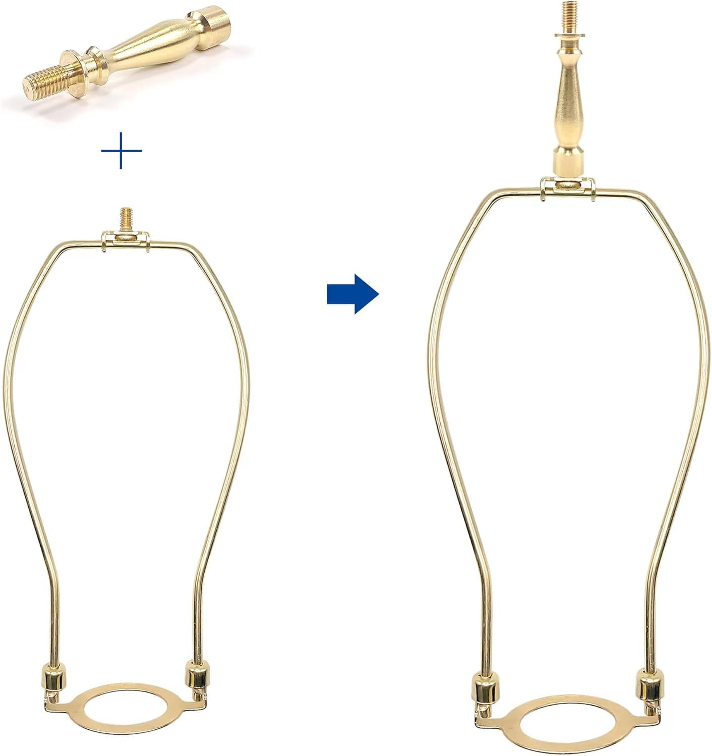 THESG-Lamp Shade Brass Risers Lamp Finial Extender, 2 Pack (Brass, 2 ...