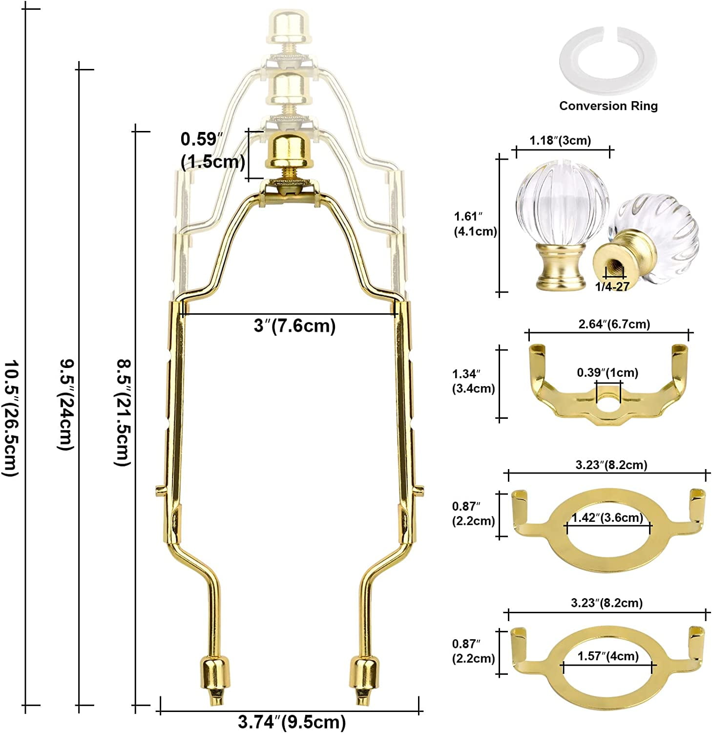 THESG-Lamp Shade Harp Bracket 8 9 10 inch Adjustable Lamp Harp Kit with ...