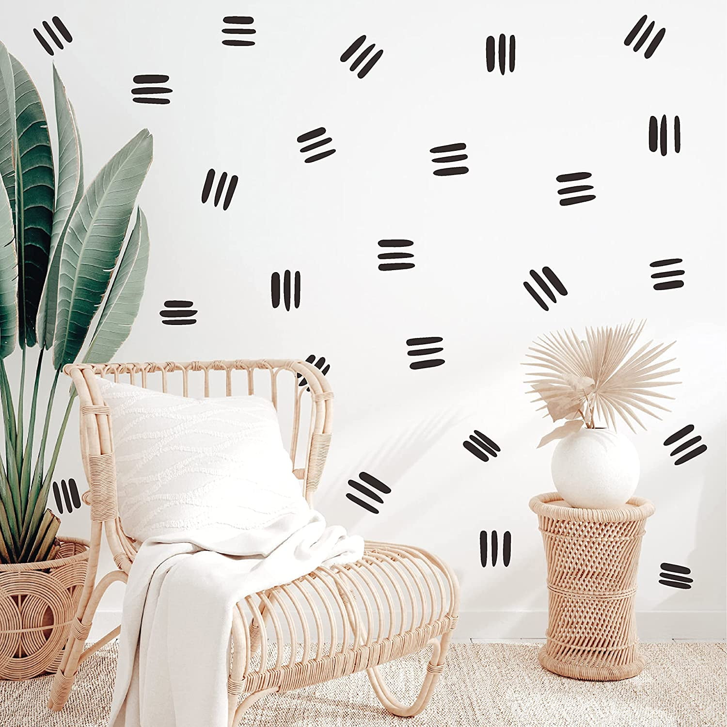 THESG-Line Wall Decals Modern Geometric Wall Stickers Black Vinyl Stickers for Wall Removable ...