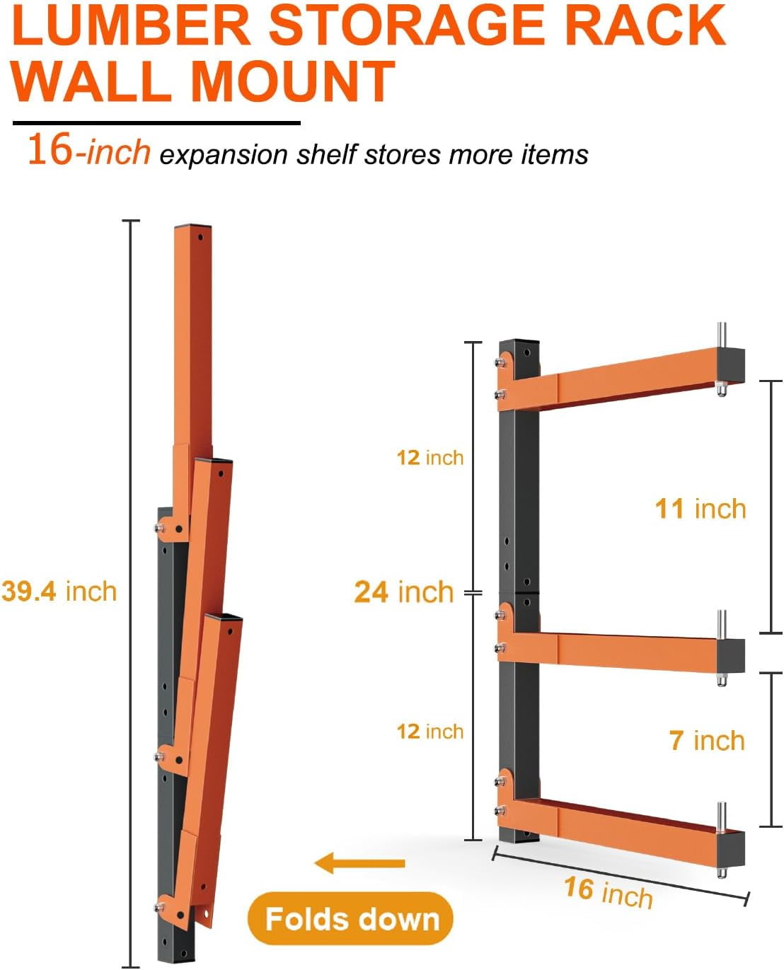 THESG-Lumber Storage Rack, Lumber Rack Wall Mount, Heavy Duty Wood ...