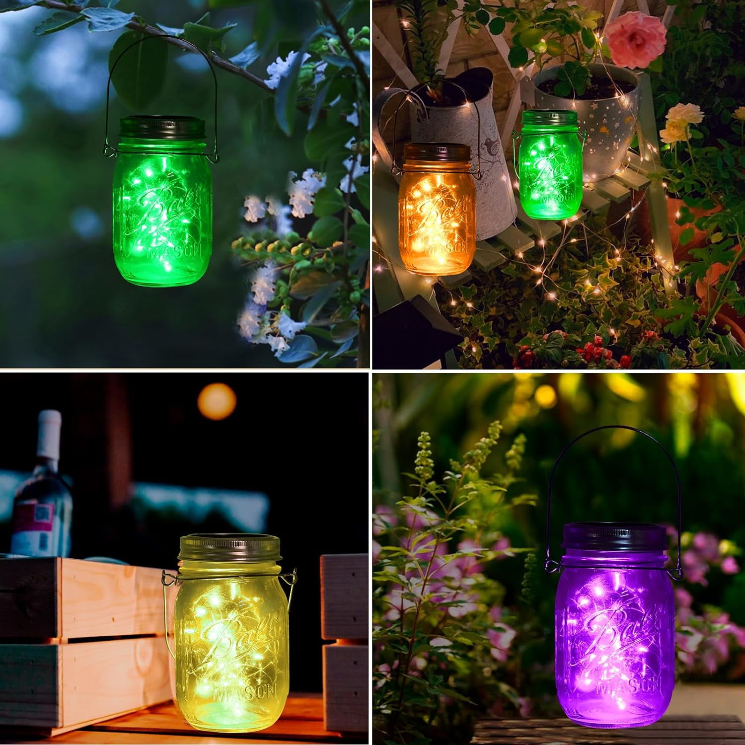 THESG-Mason Jar Solar Lights for Outside, 12 Pack 30LED Fairy Firefly ...