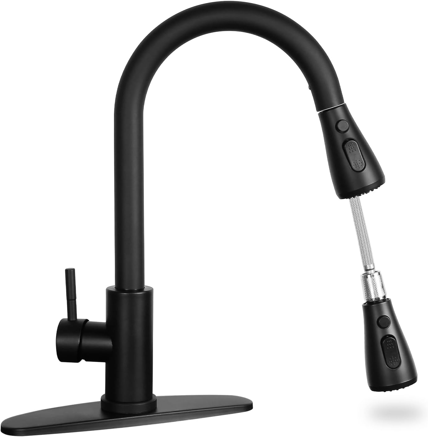 THESG-Matte Black Kitchen Sink Faucet with Pull Down Spray Stainless ...