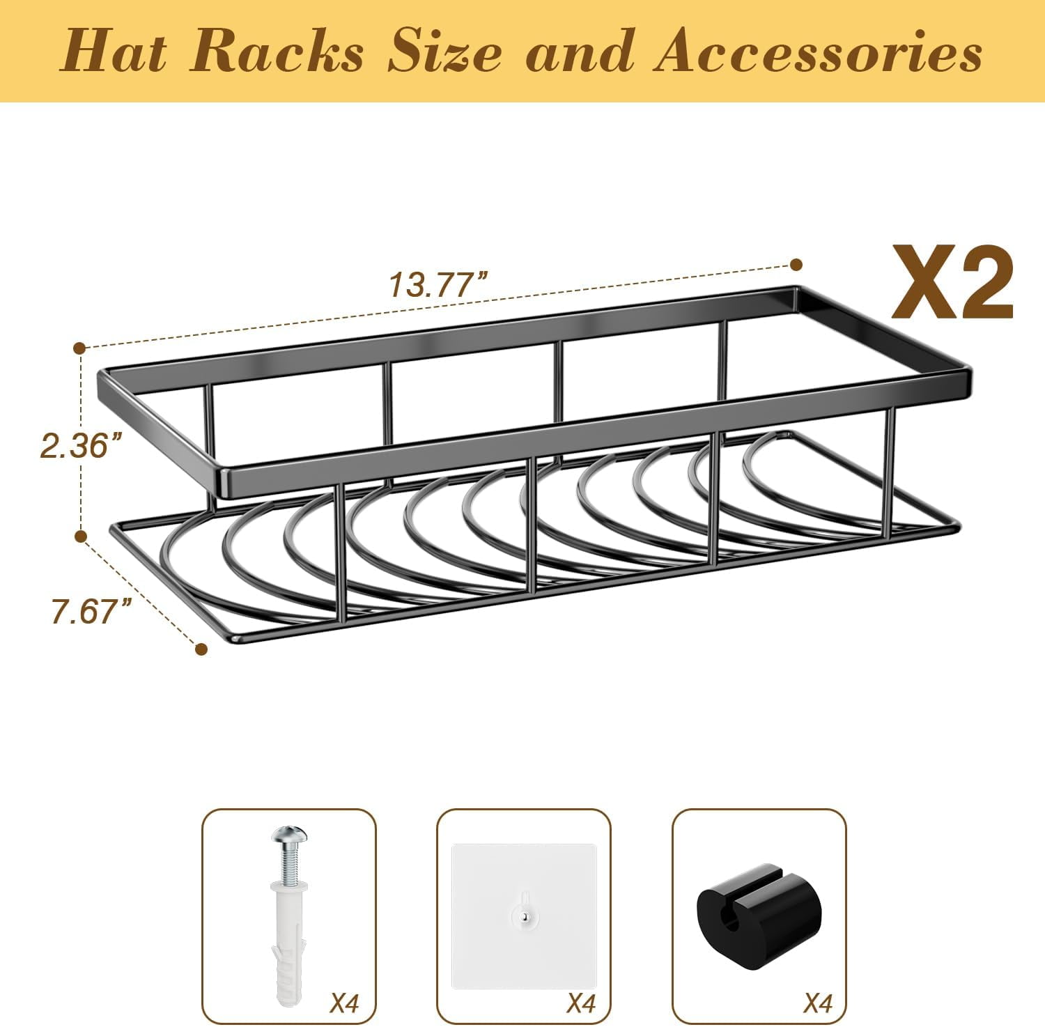 THESG-Metal Hat Racks for Baseball Caps, 2 Packs Wall Mounted Hat ...