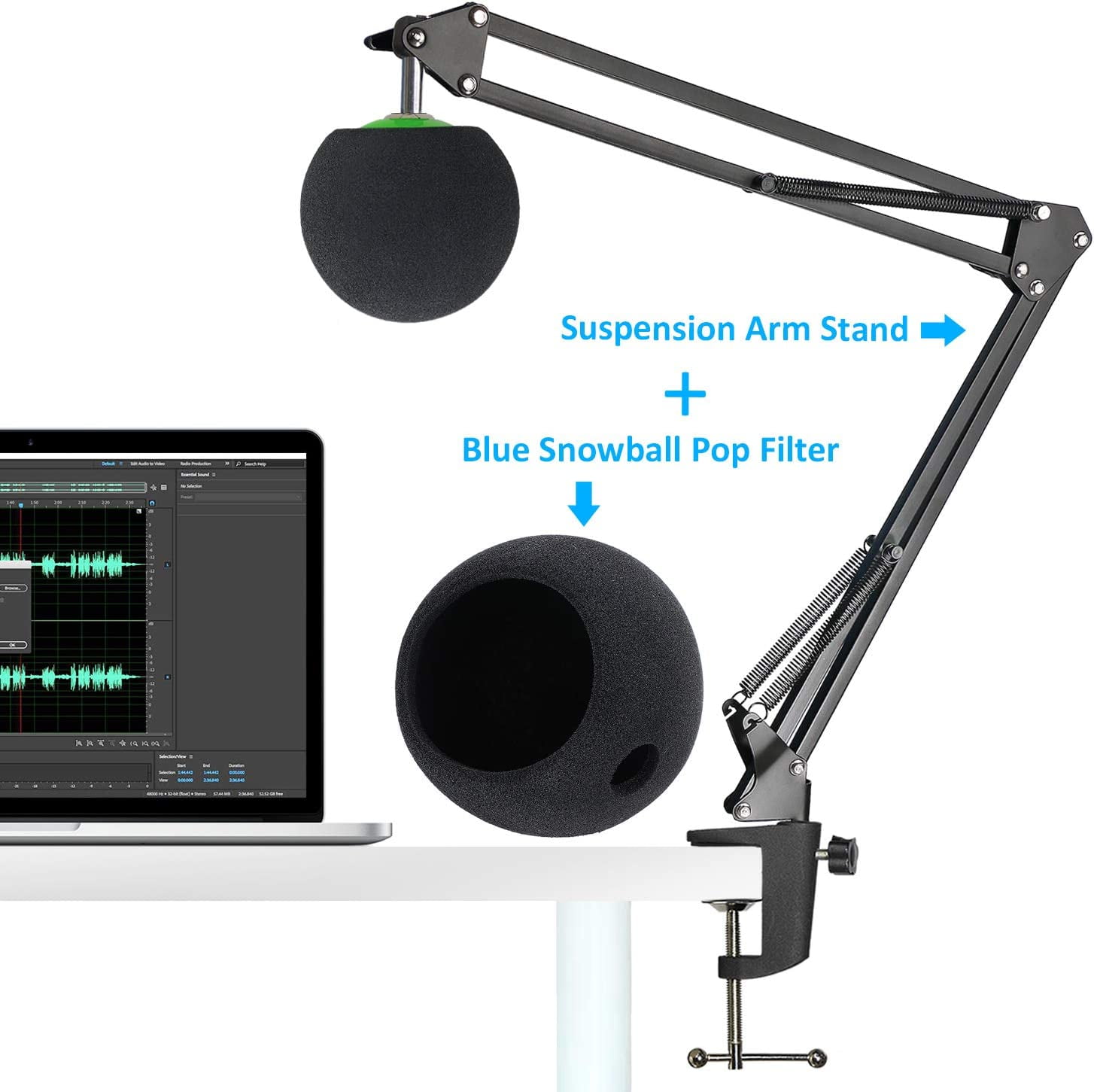 THESG-Mic Stand with Foam Windscreen For Blue Snowball, Suspension Boom ...