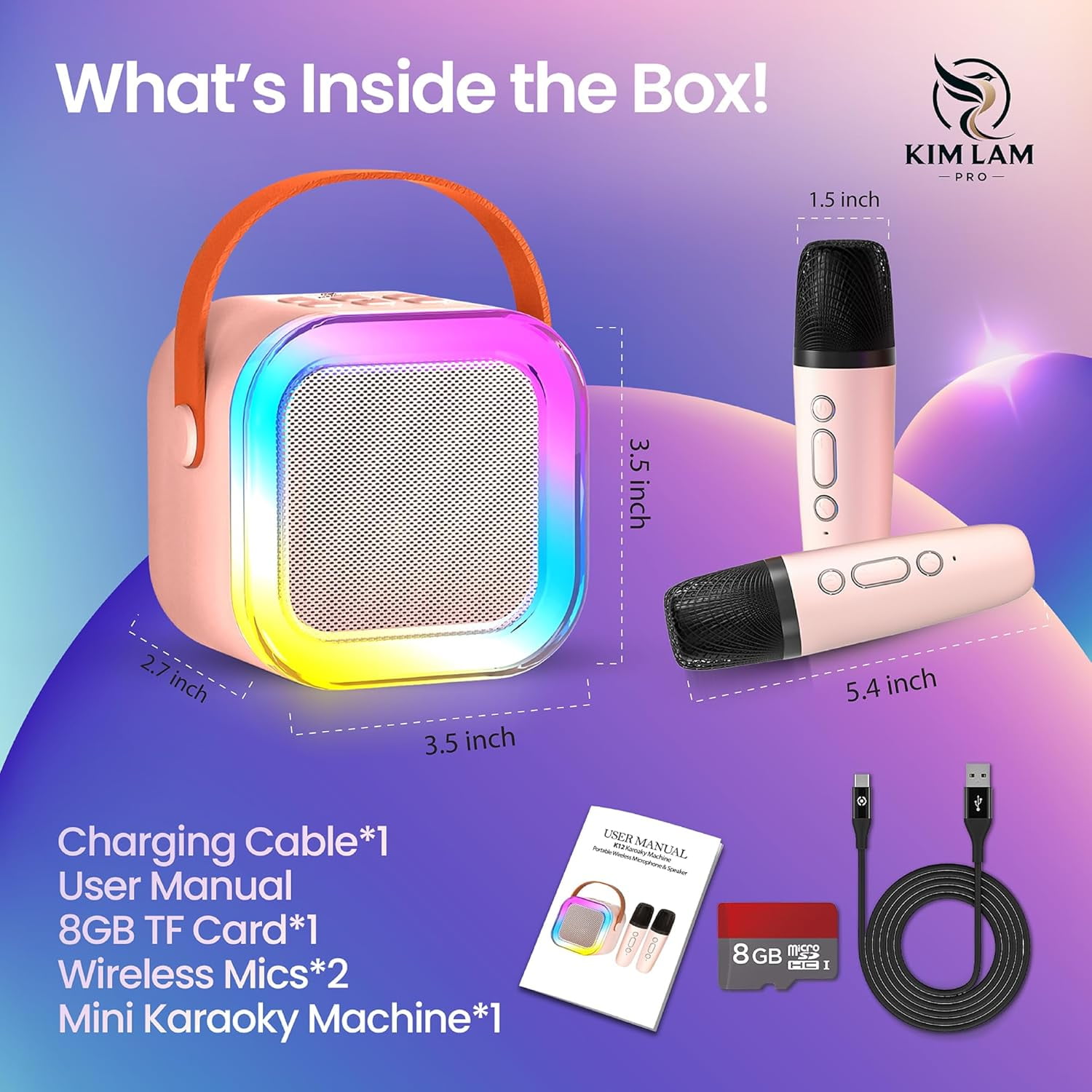 THESG-Mini Karaoke Machine for Kids 1500 mAh - Portable Singing Toys ...