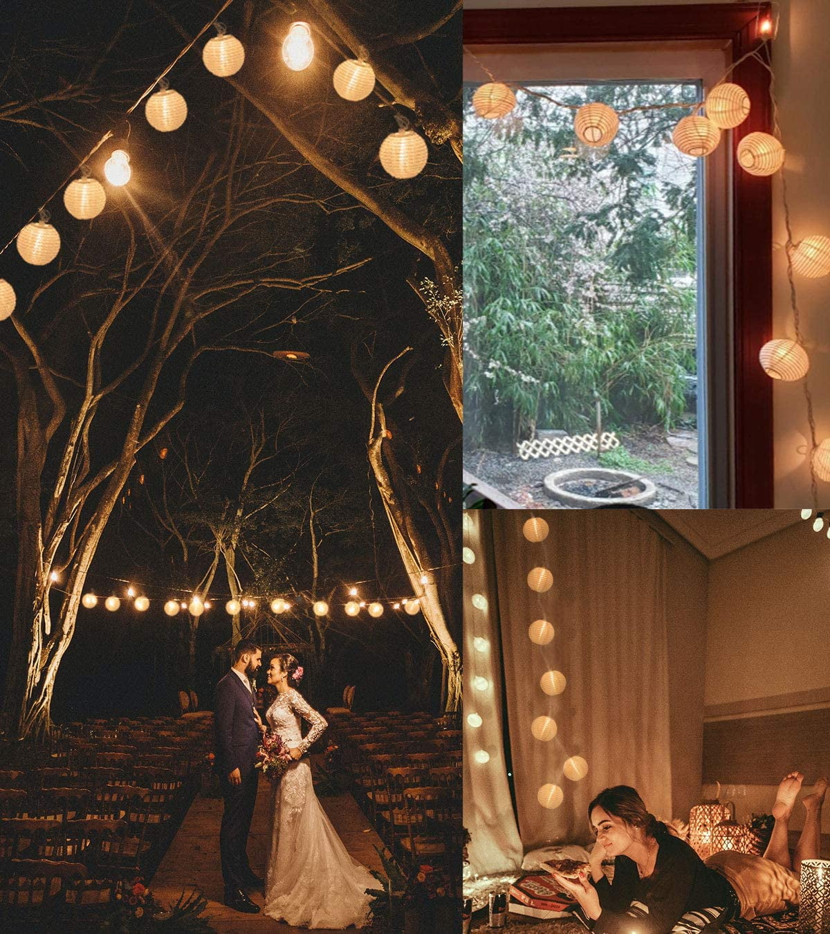 THESG-Mini Lantern Lights String Outdoor, 3 Inch Globe Lantern String Lights for Bedroom -20CT ...