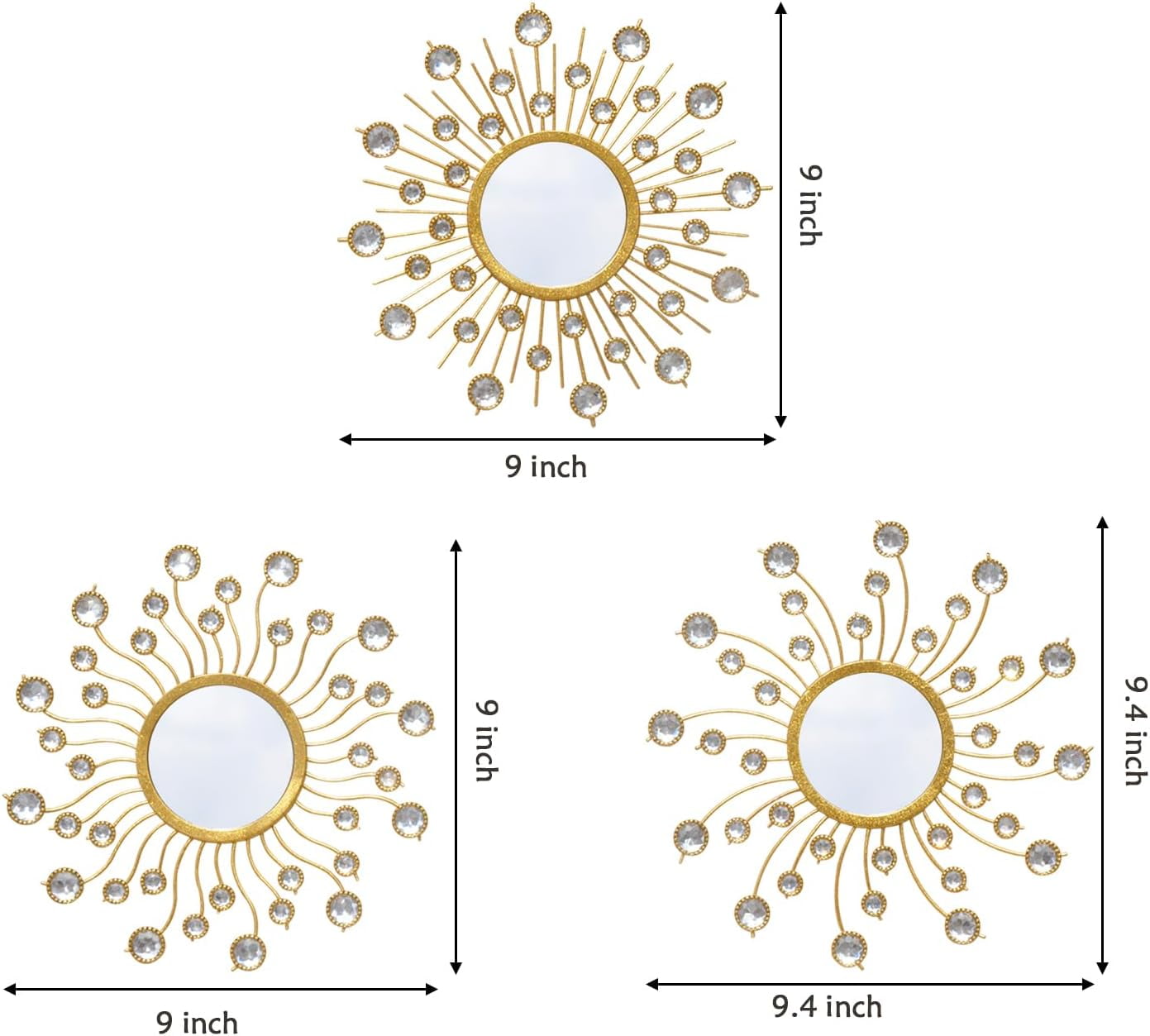 THESG-Mirror Wall Decor Wall Mirrors Decorative Sunburst Boho Mirror ...