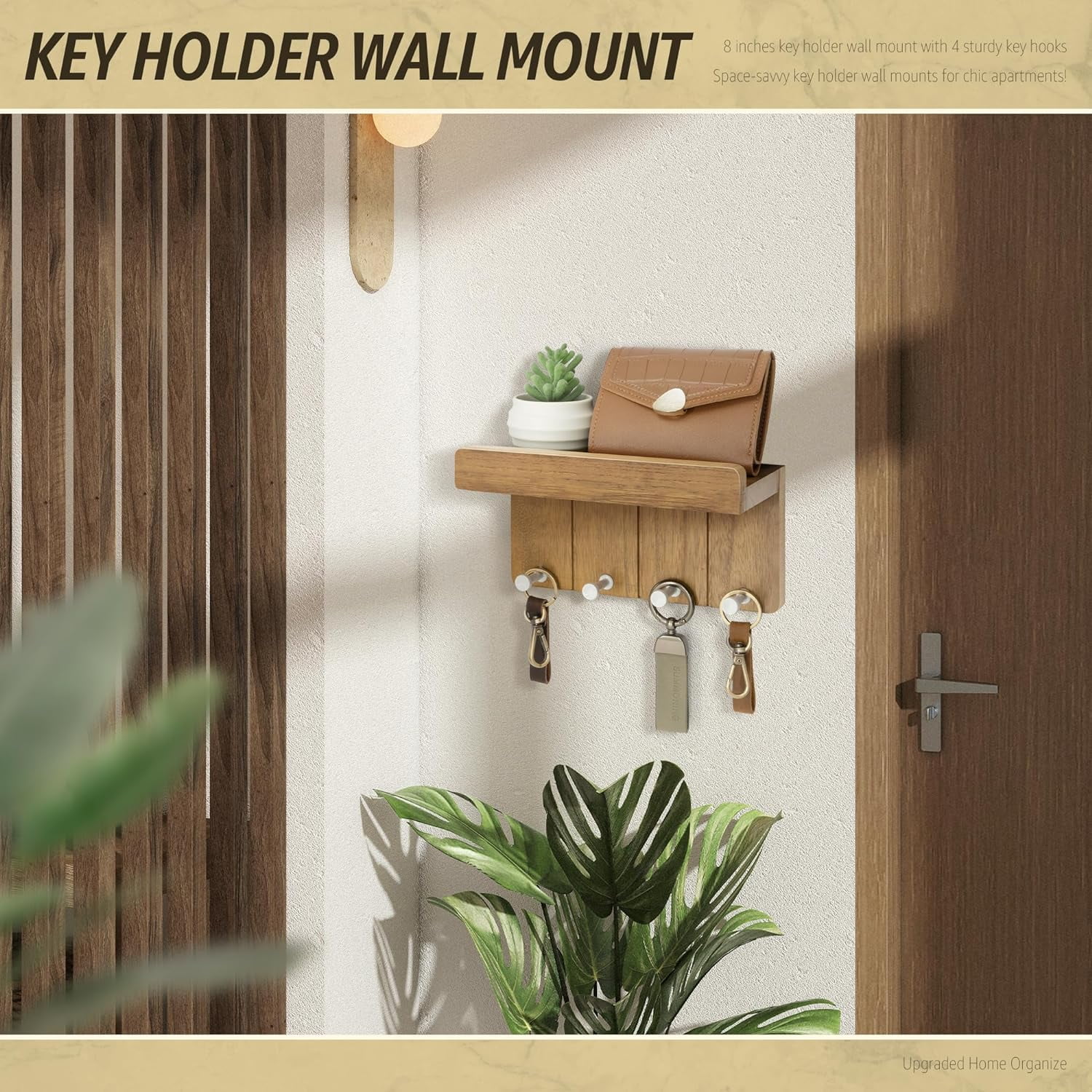 THESG-Modern Farmhouse Key Holder Wall Mount - 8 inch Rustic Key and ...