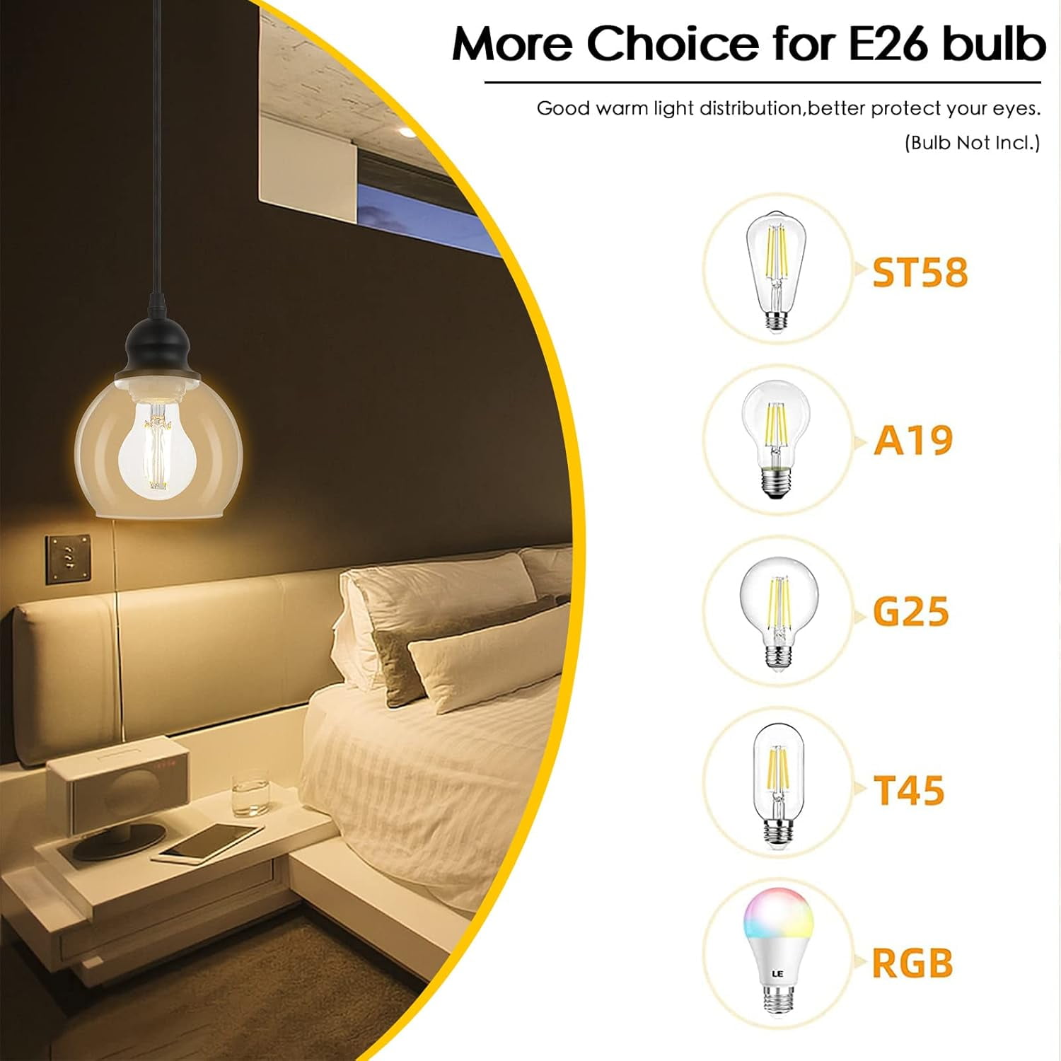 THESG-Modern Pendant Light Fixtures, Industrial Hanging Ceiling Lamp with Clear Glass Shade ...