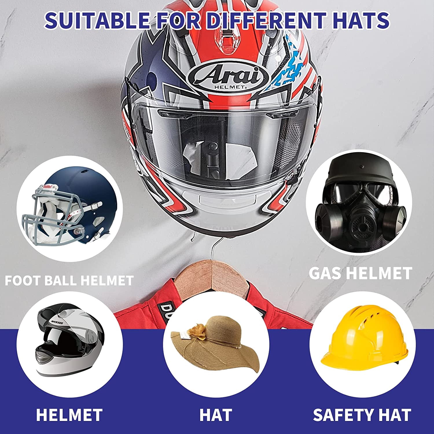 THESG-Motorcycle Helmet Rack, Helmet Holder Wall Mount Helmet Stand ...