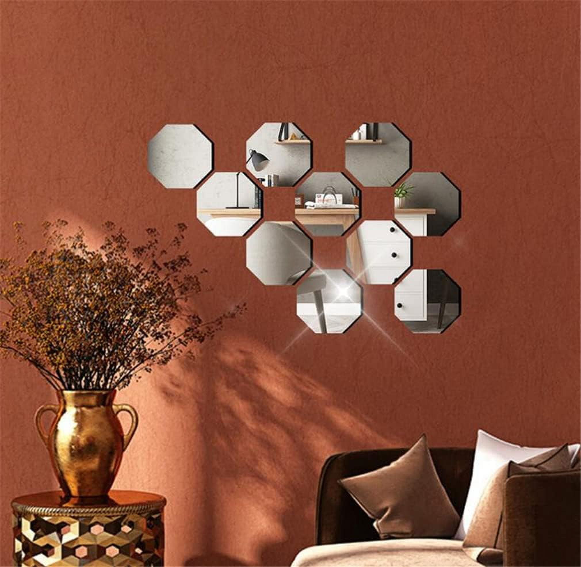 THESG-Octagon Mirror Wall Stickers, 10 Pcs Removable Octagonal Acrylic ...