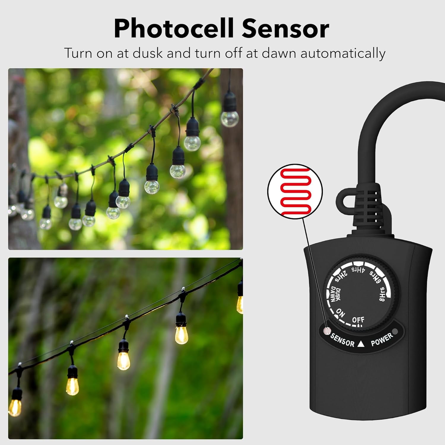 THESG-Outdoor Light Timer Waterproof, Weatherproof Photocell Dusk to ...