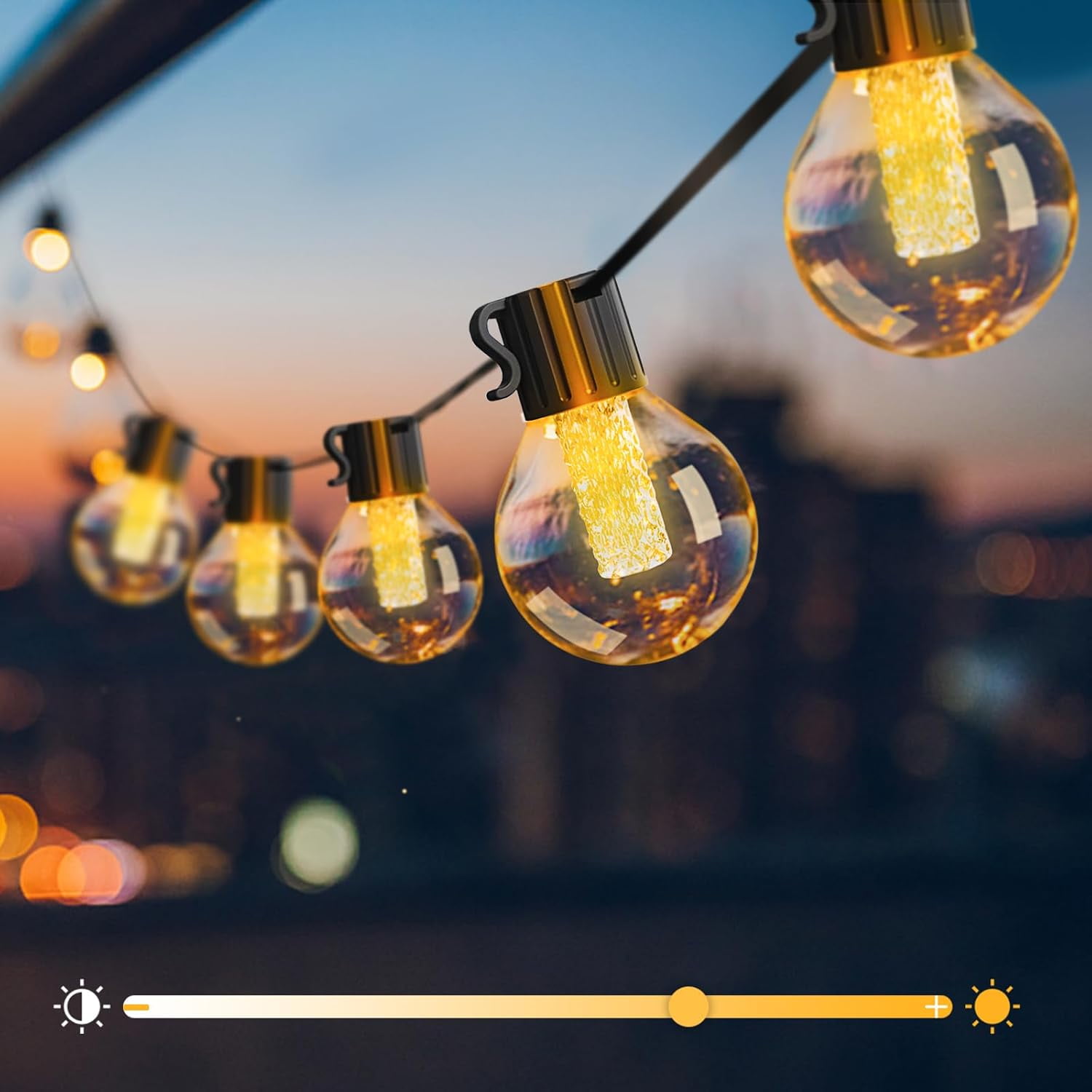 THESG-Outdoor String Lights with Remote, G40 Globe String Lights, 49FT ...