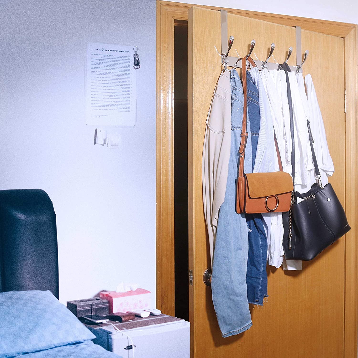 THESG-Over The Door Hook,Door Hanger Hook Rack with 5 Tri Hooks for ...