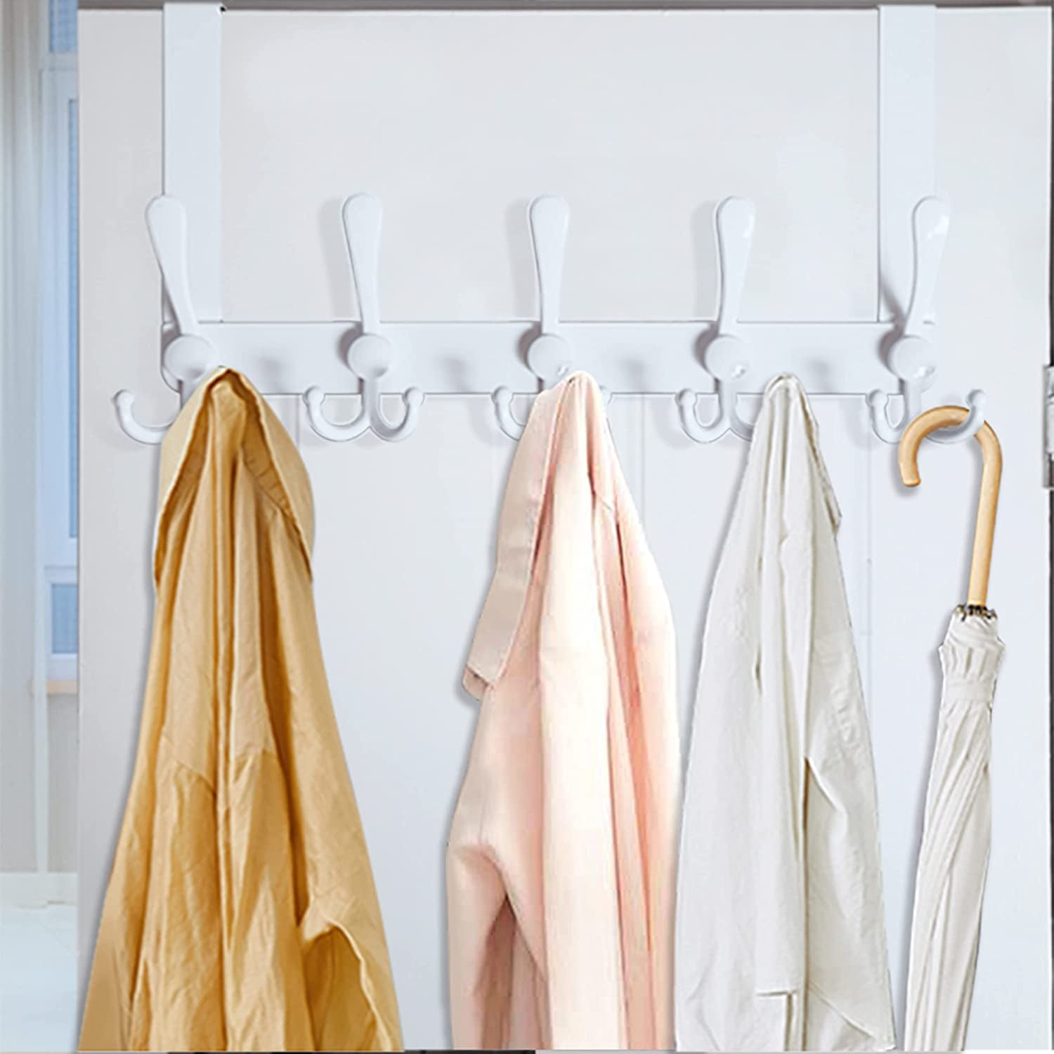 THESG-Over The Door Hooks Door Hanger Hook Rack with 5 Tri Hooks for ...