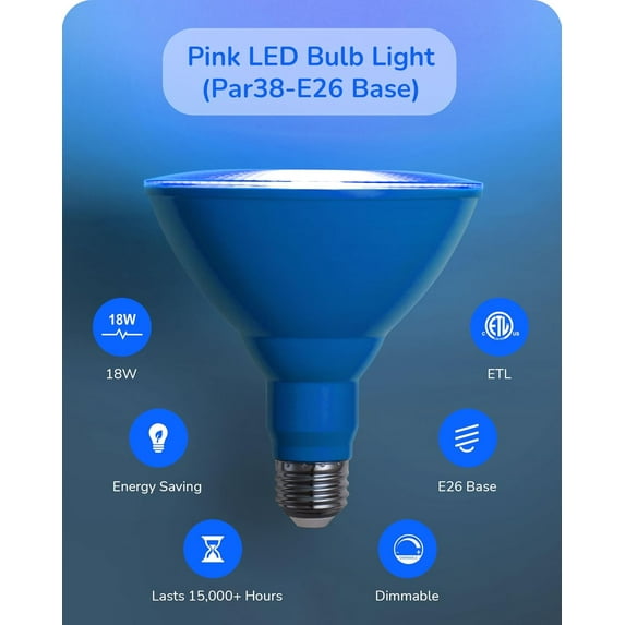 THESG-PAR38 Blue LED Flood Light Bulbs Outdoor, Dimmable Blue LED Light ...