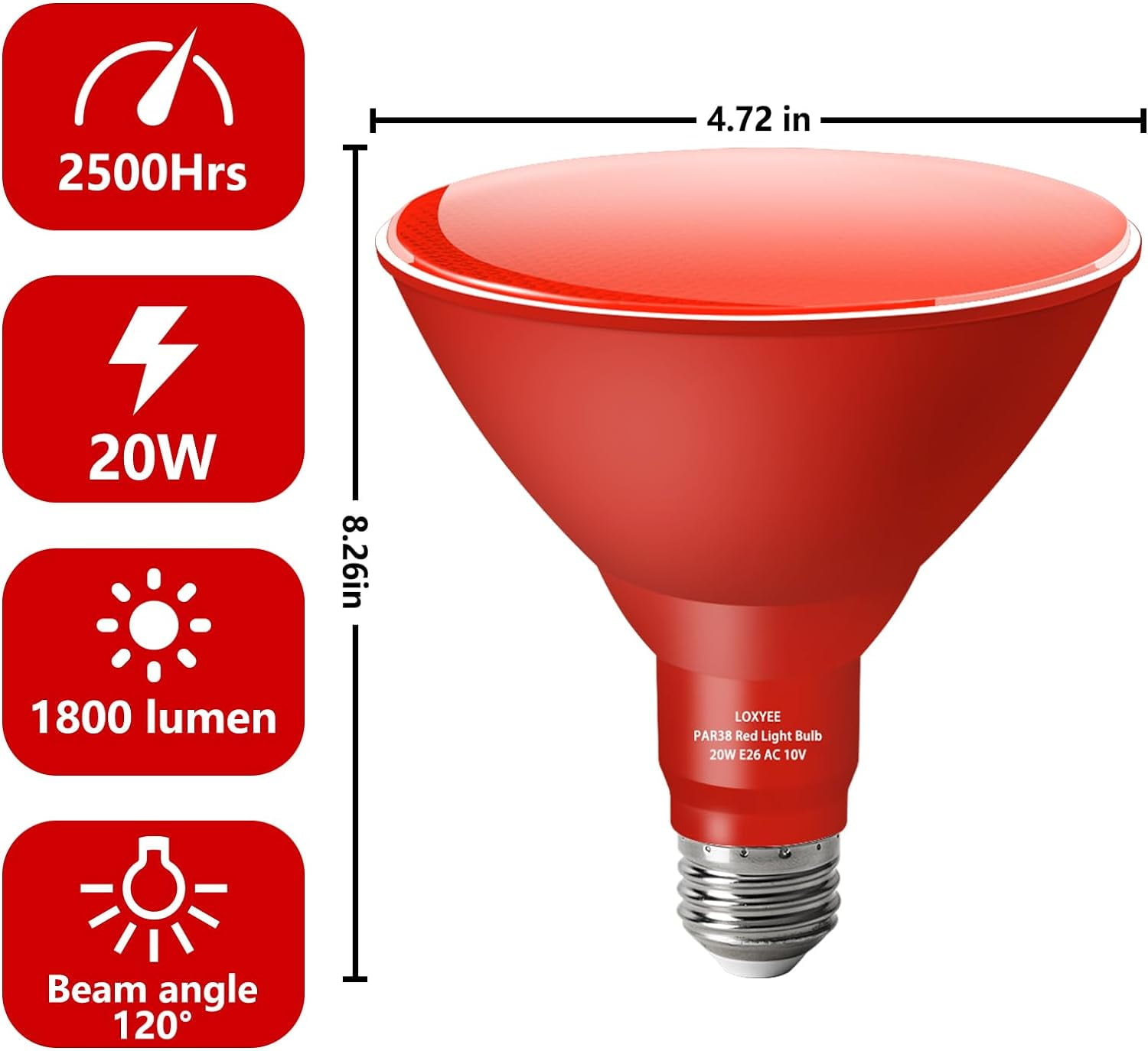 THESG-PAR38 Flood Red Light Bulb,2 Pack-Dimmable,E26 Base Red Flood ...