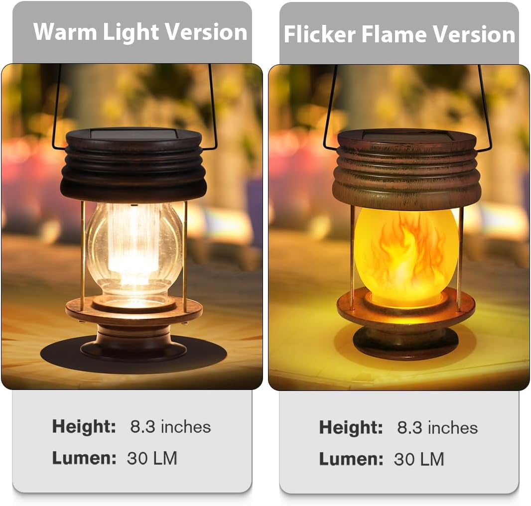THESG-Pearlstar Solar Lanterns with Flickering Flames - Hanging & Wall ...